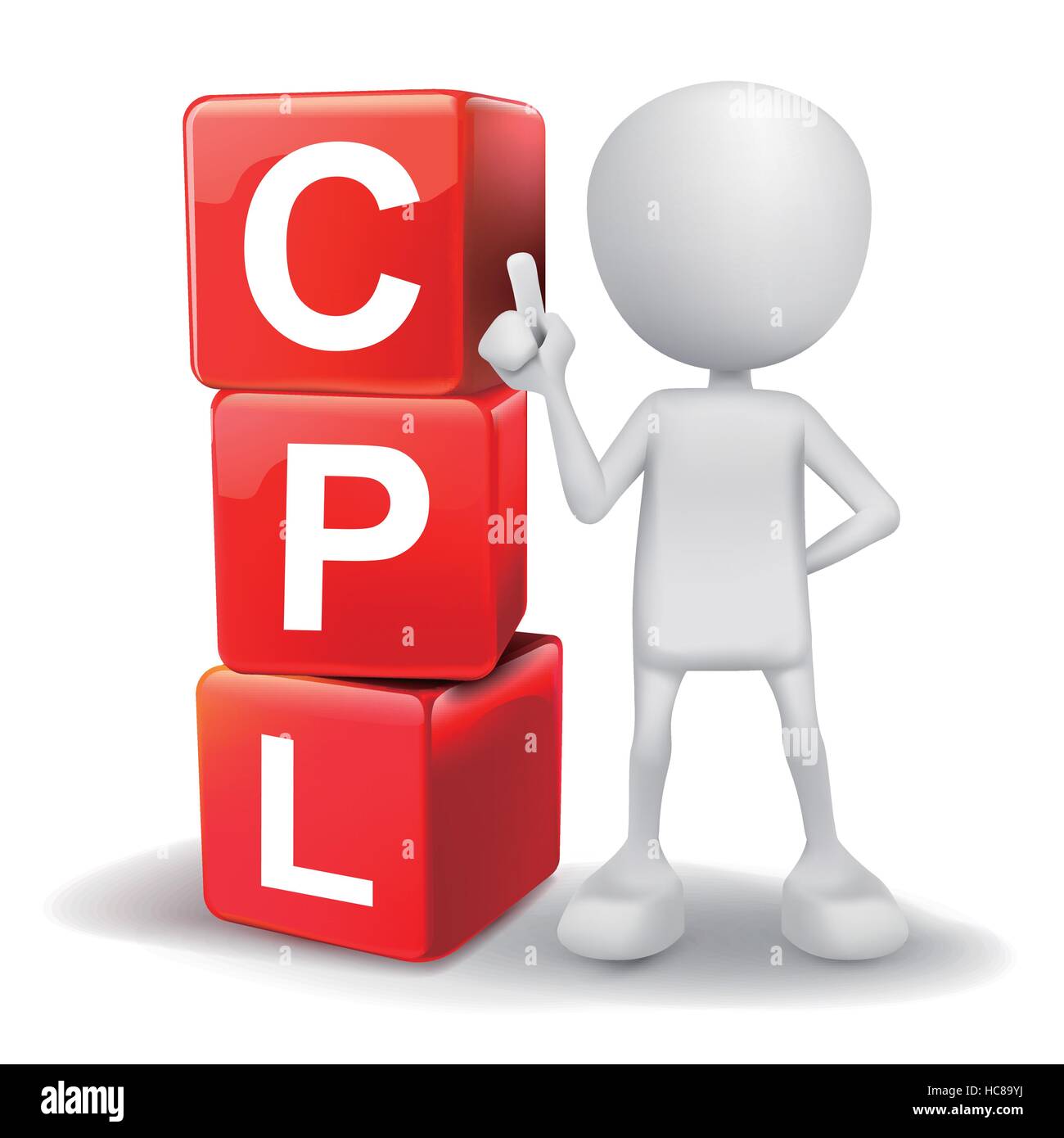 vector 3d human with word CPL cost per lead cubes on white background ...