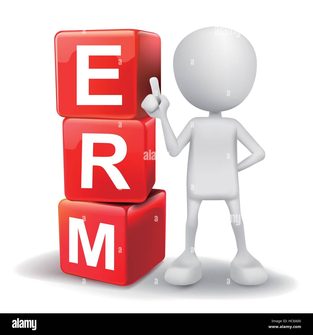 vector 3d human with word ERM enterprise risk management cubes on white ...