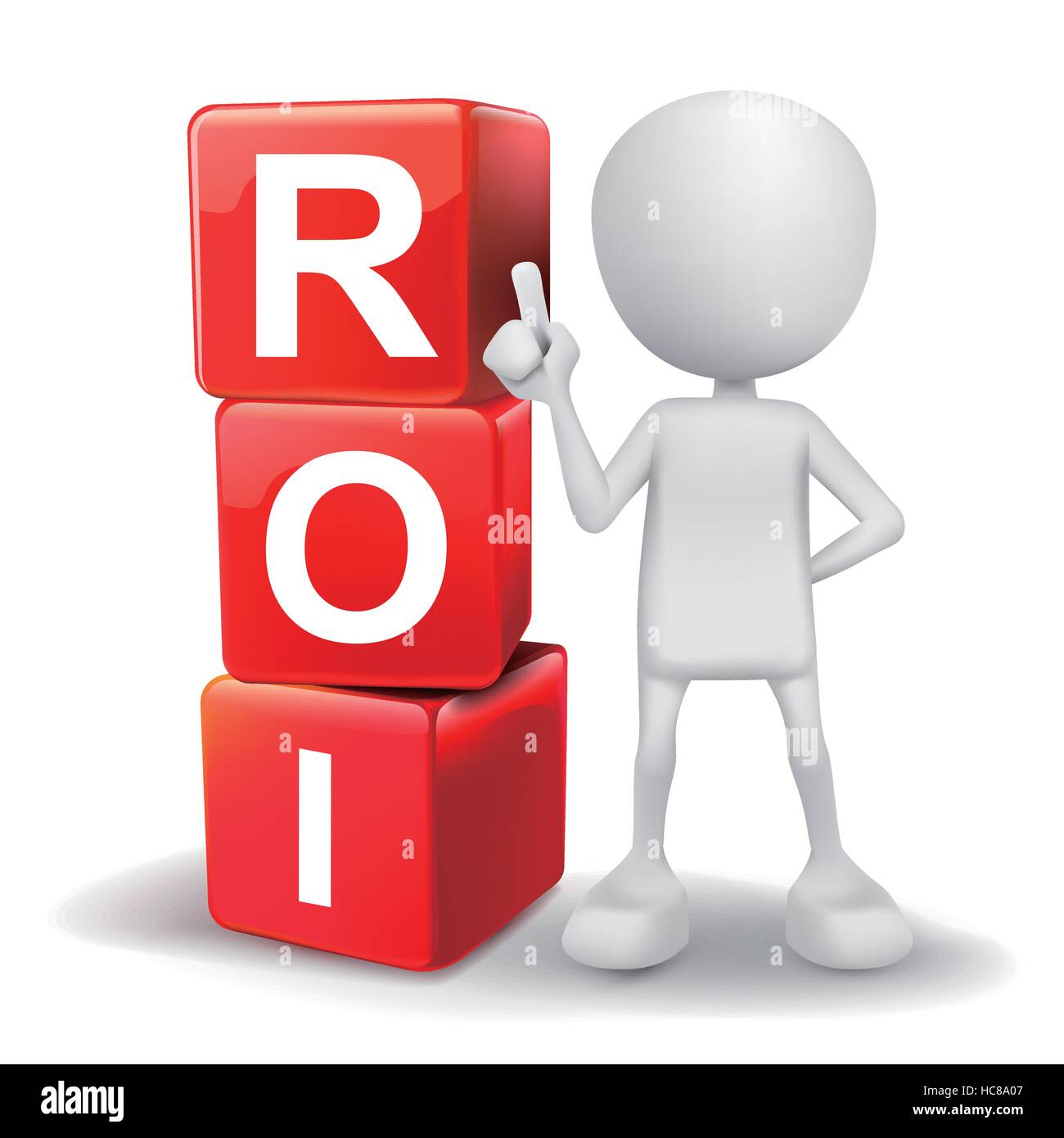 vector 3d human with word ROI return on investment cubes on white ...