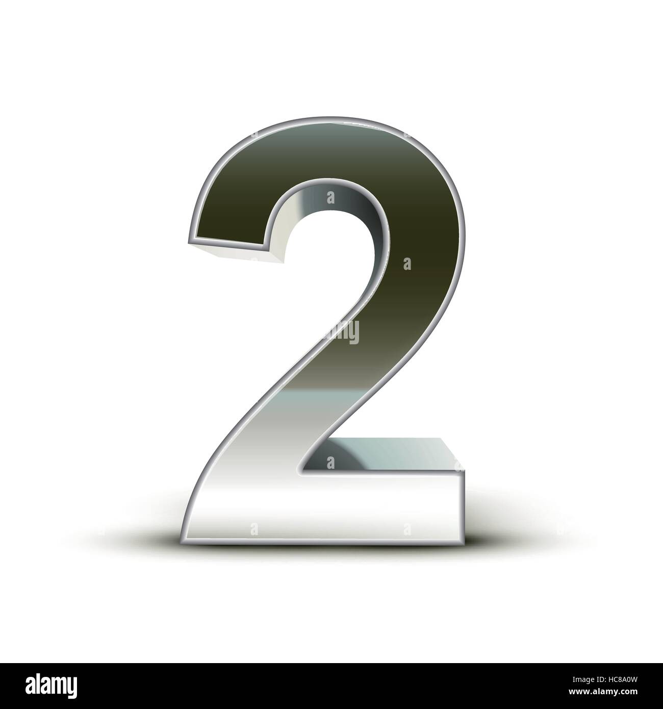 3d silver steel number 2 isolated white background Stock Vector Image ...
