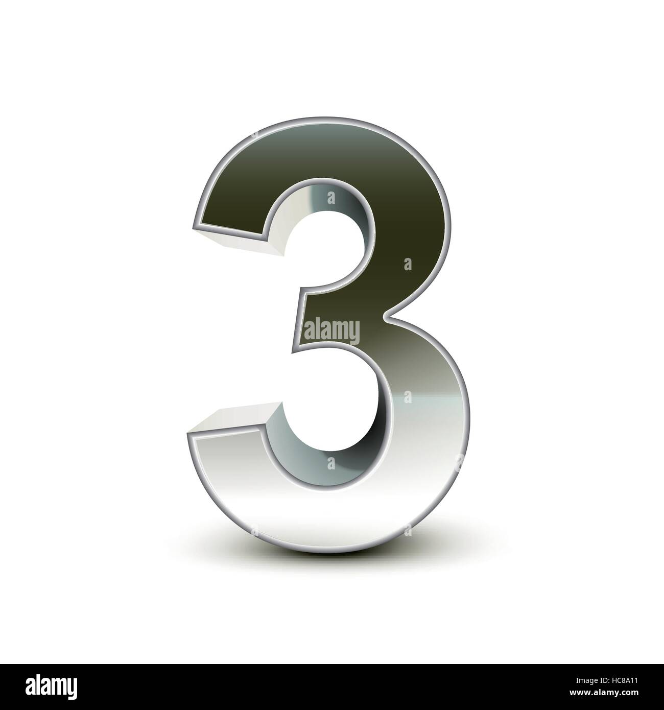 3d silver steel number 3 isolated white background Stock Vector Image ...