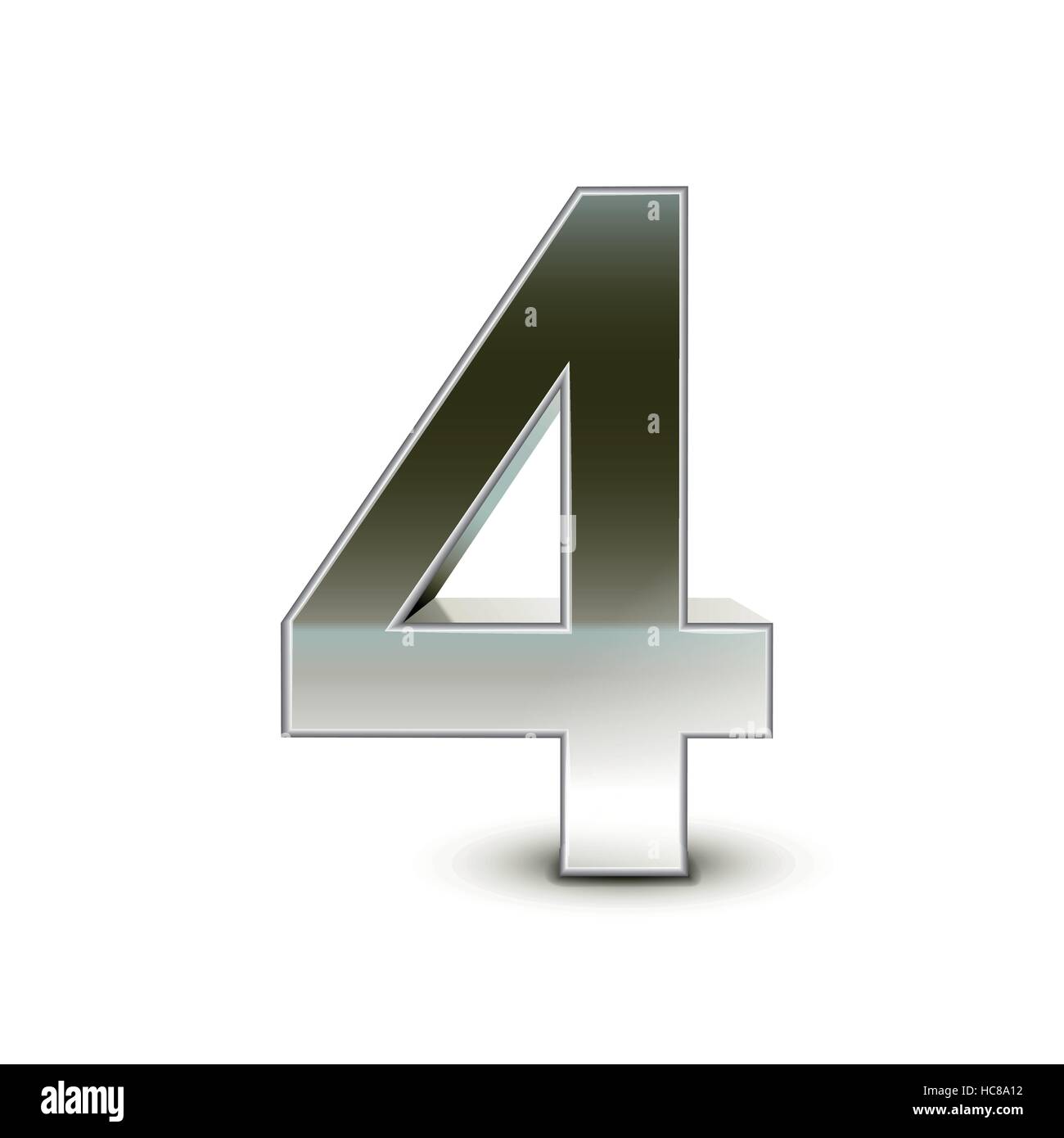 3d silver steel number 4 isolated white background Stock Vector Image ...