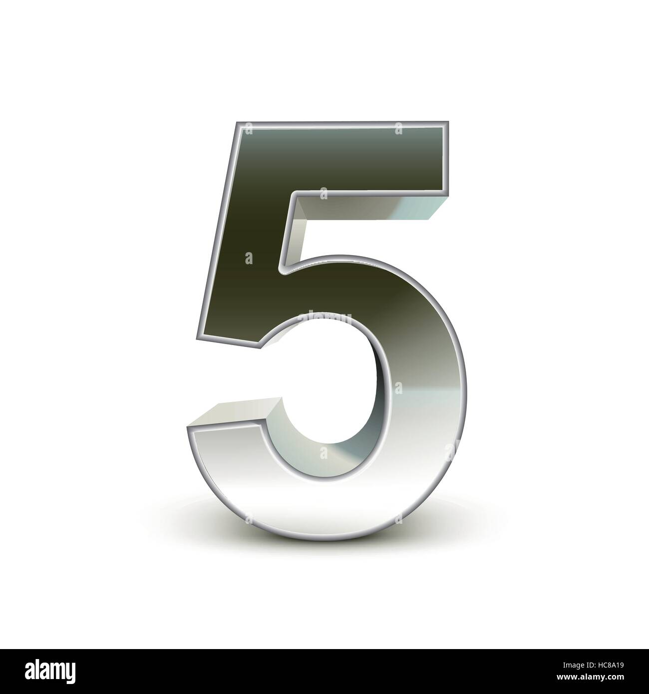 3d silver steel number 5 isolated white background Stock Vector Image ...