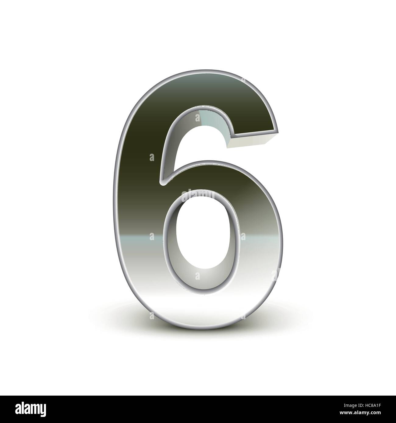 3d silver steel number 6 isolated white background Stock Vector Image ...