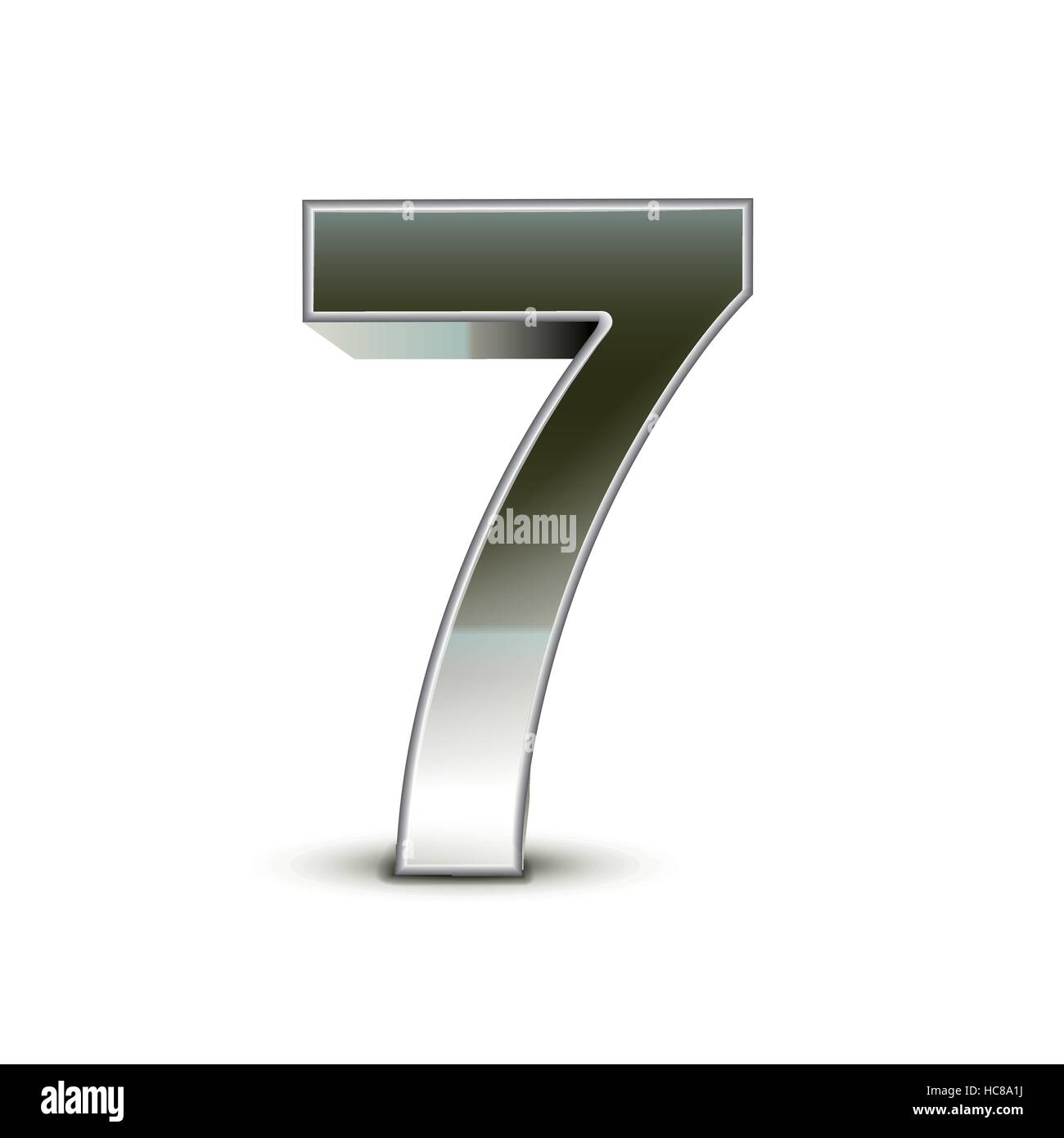 3d silver steel number 7 isolated white background Stock Vector Image ...