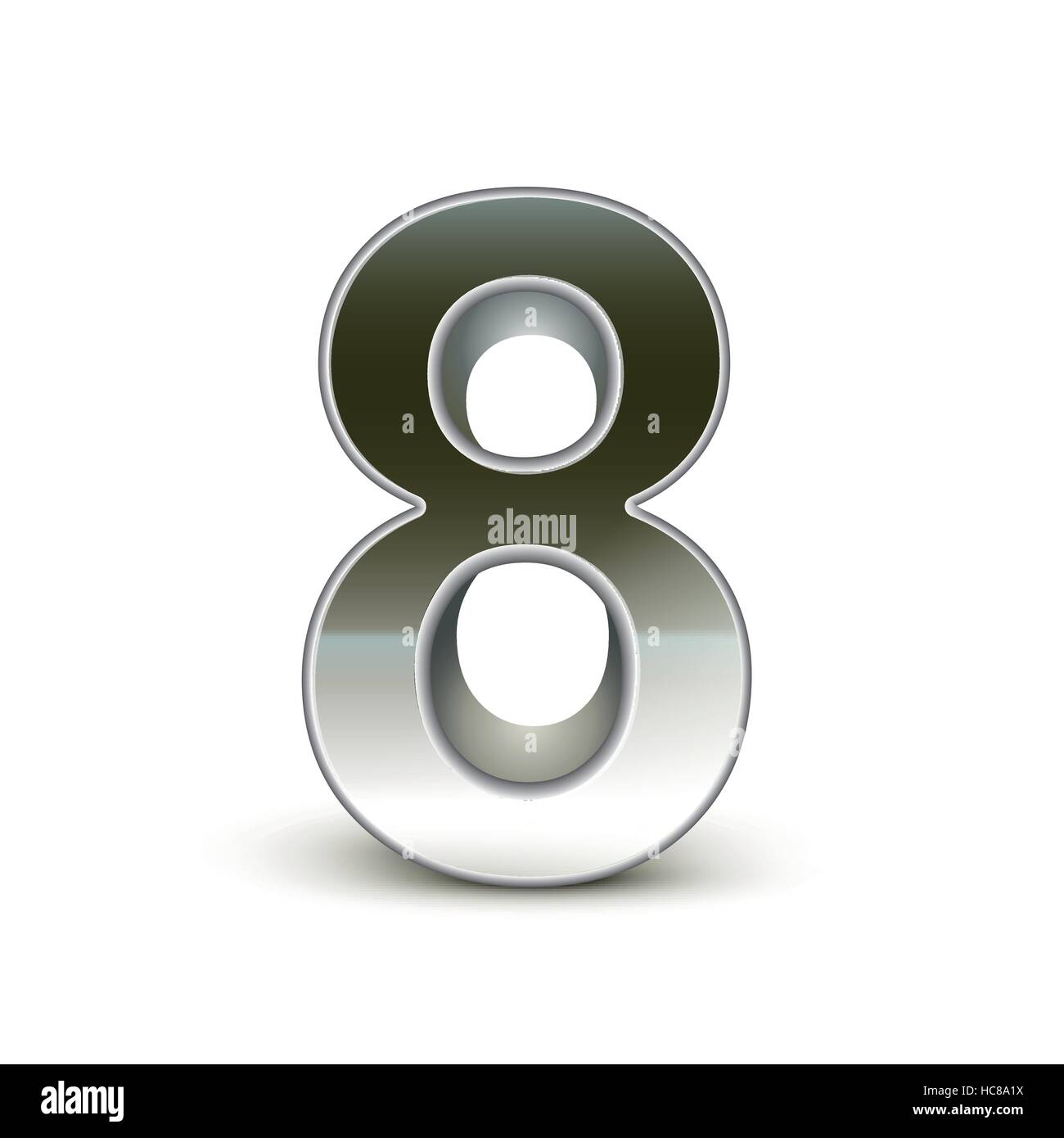 3d silver steel number 8 isolated white background Stock Vector Image ...
