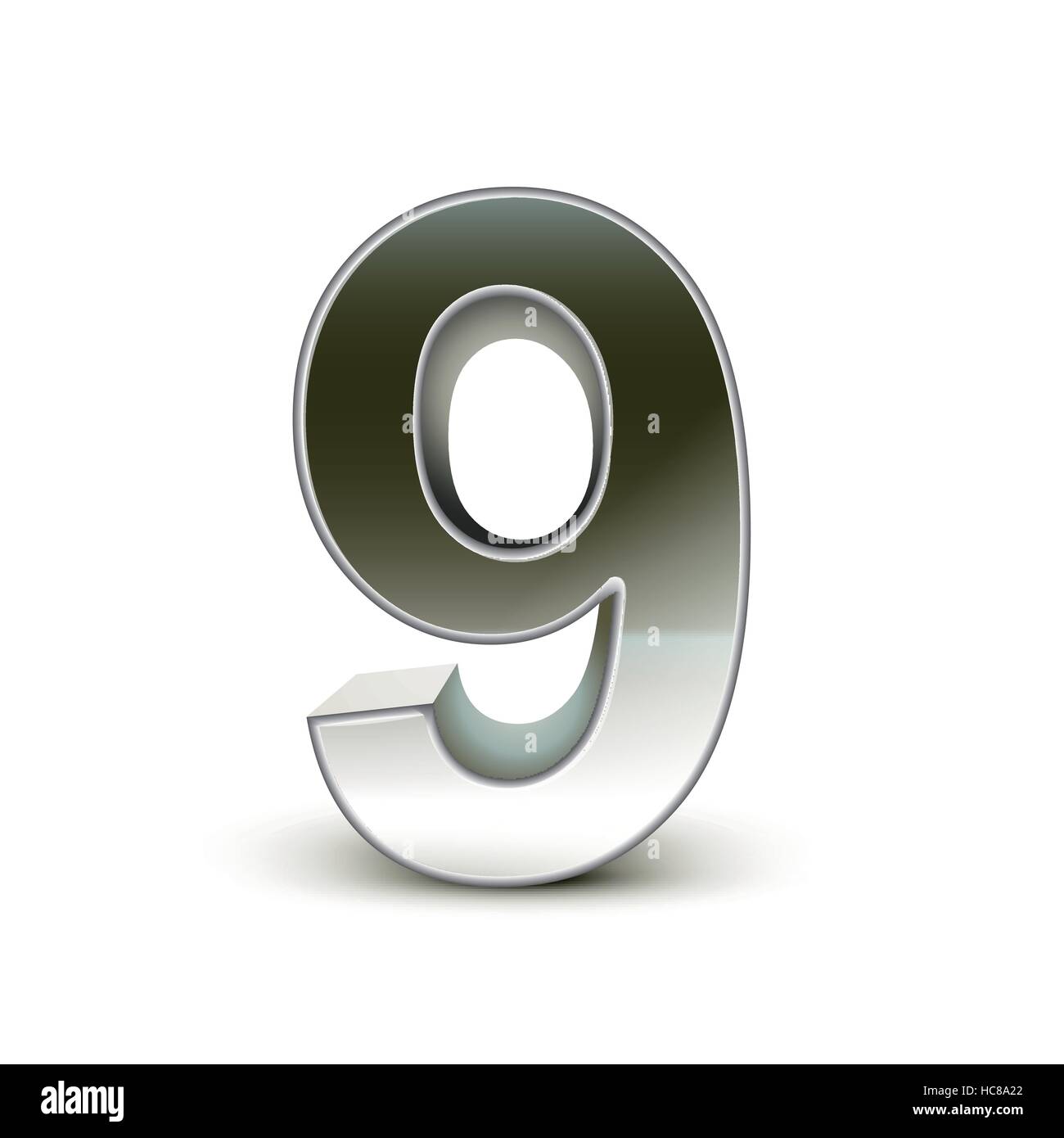 3d silver steel number 9 isolated white background Stock Vector Image ...