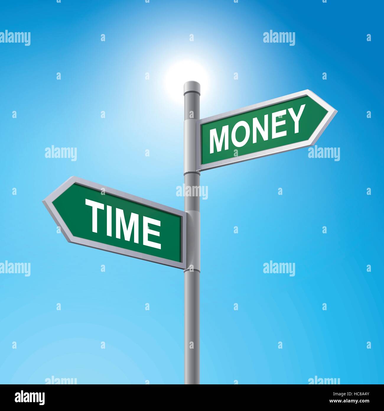 Money time road sign hi-res stock photography and images - Alamy