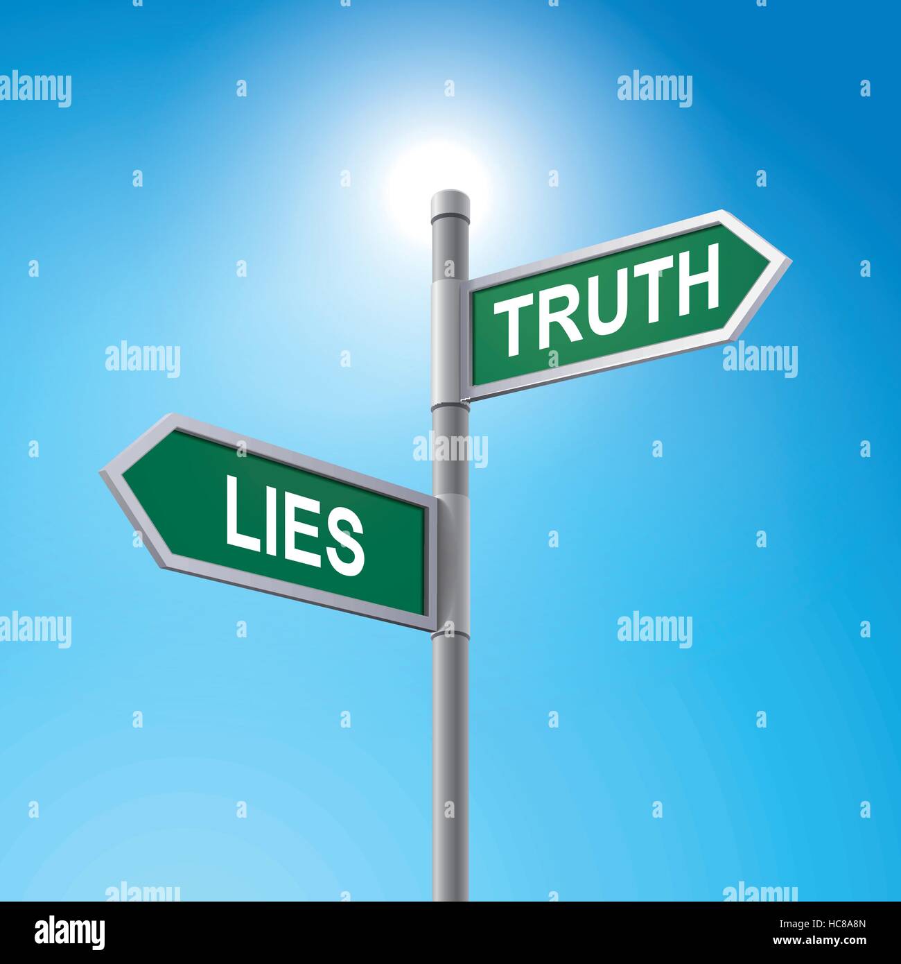crossroad 3d vector road sign saying lies and truth Stock Vector Image ...