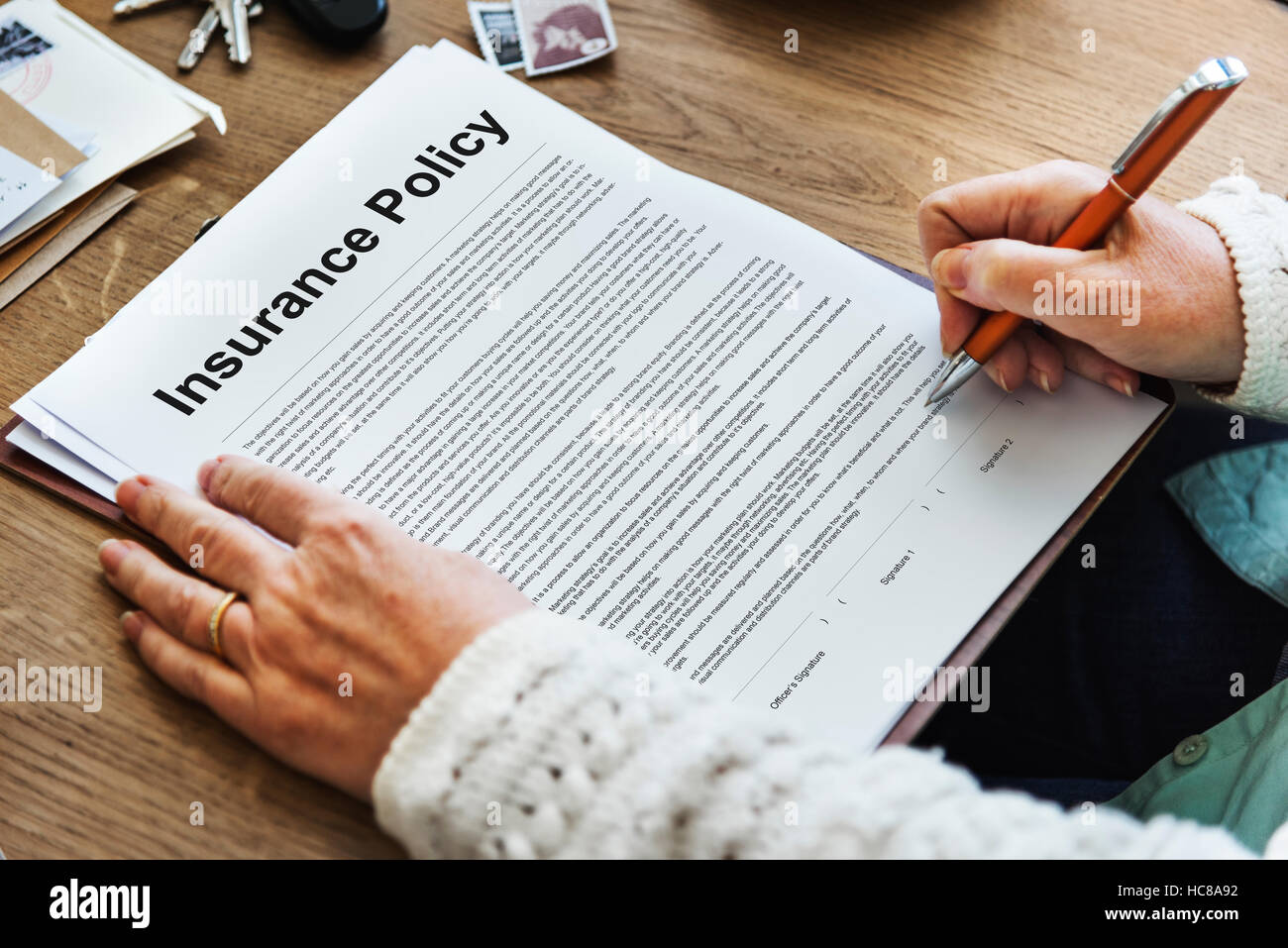 Insurance Policy Agreement Terms Document Concept Stock Photo - Alamy