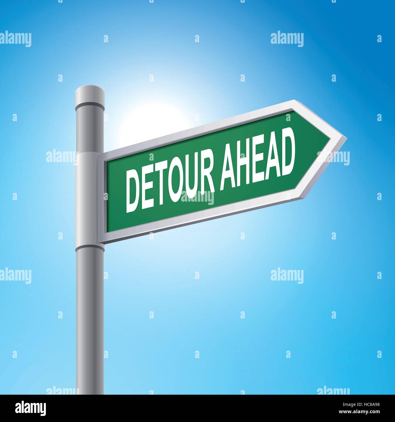 crossroad 3d vector road sign saying detour ahead Stock Vector Image ...