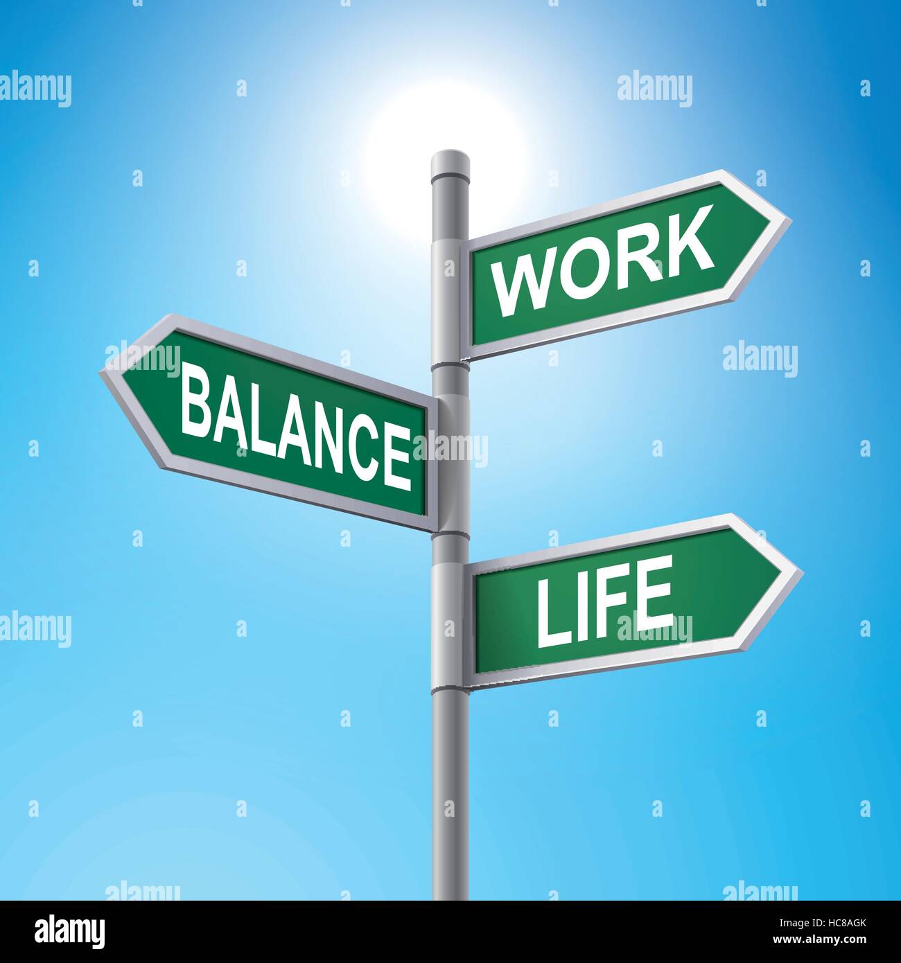 crossroad 3d vector road sign saying the balance between work and life ...