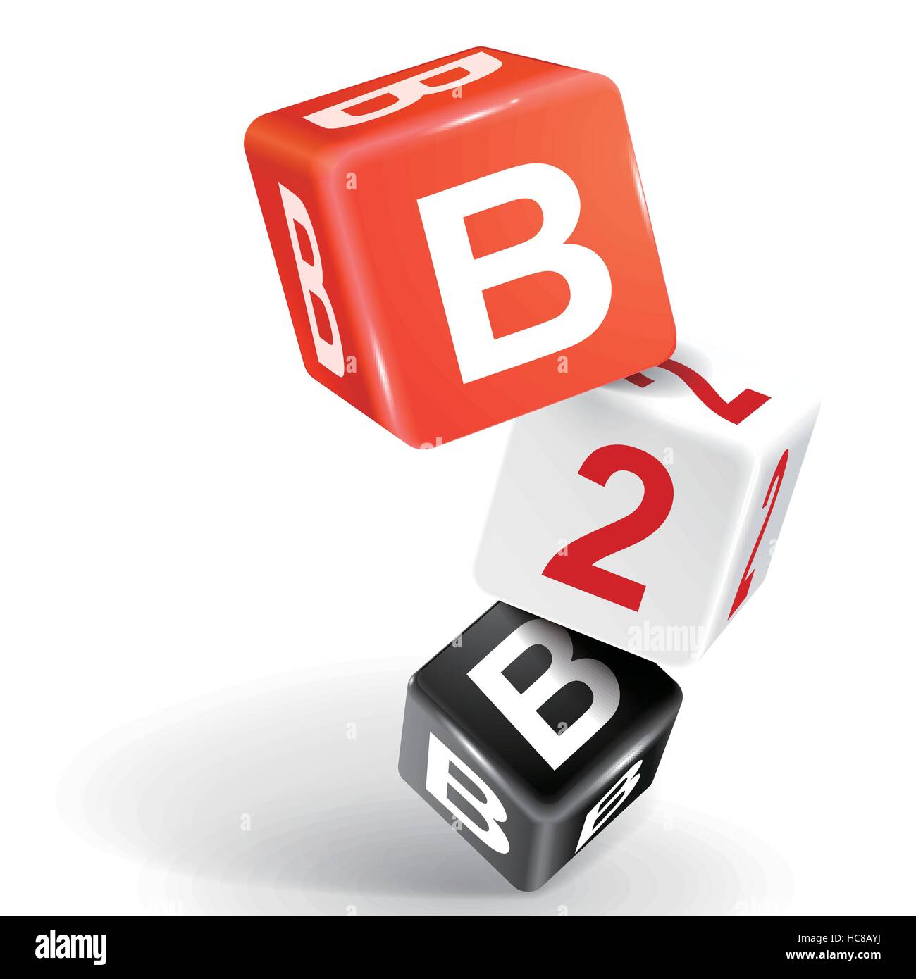 vector 3d dice with word B2B business to business on white background ...
