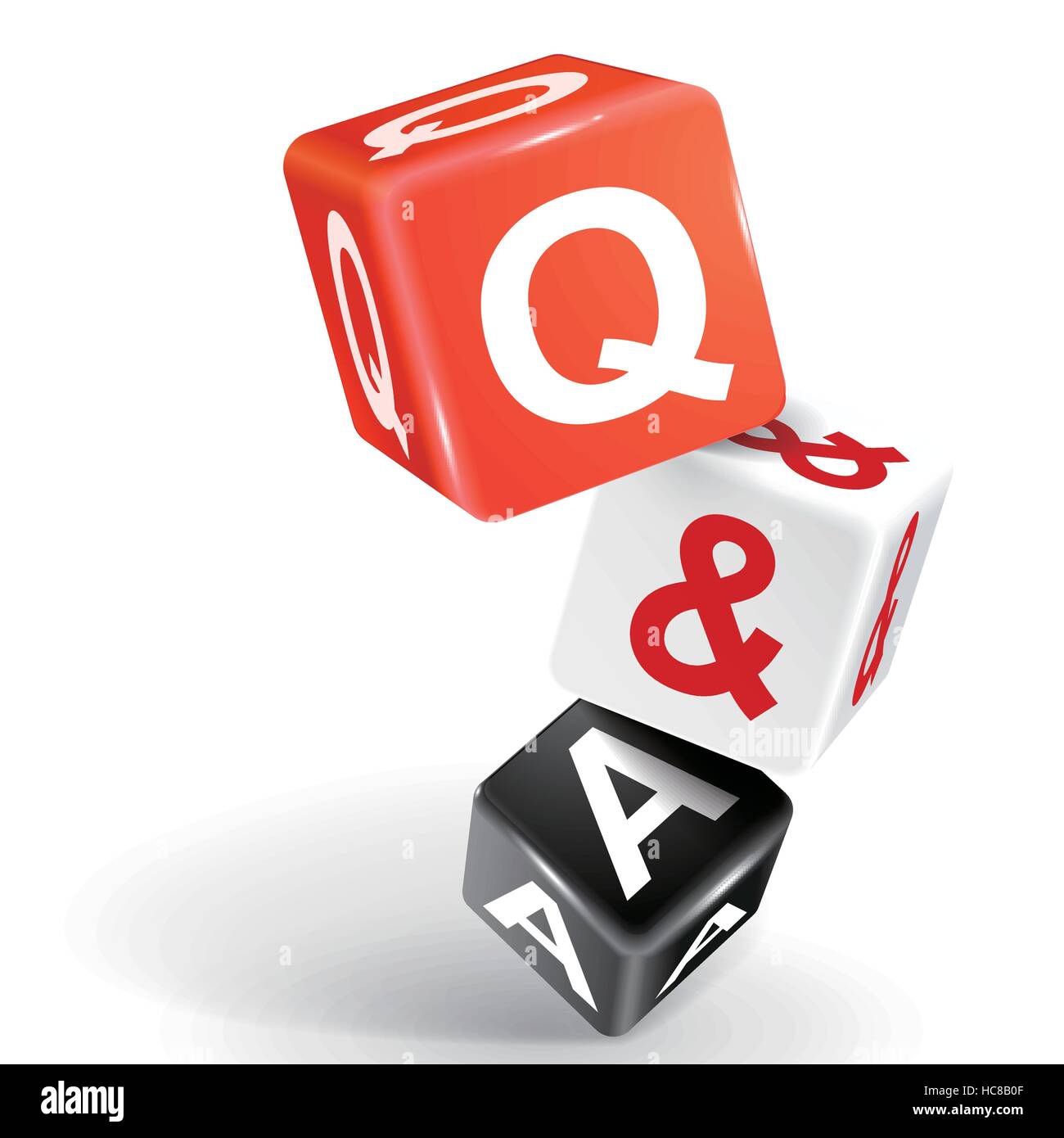 vector 3d dice with word Q and A question and answer on white ...