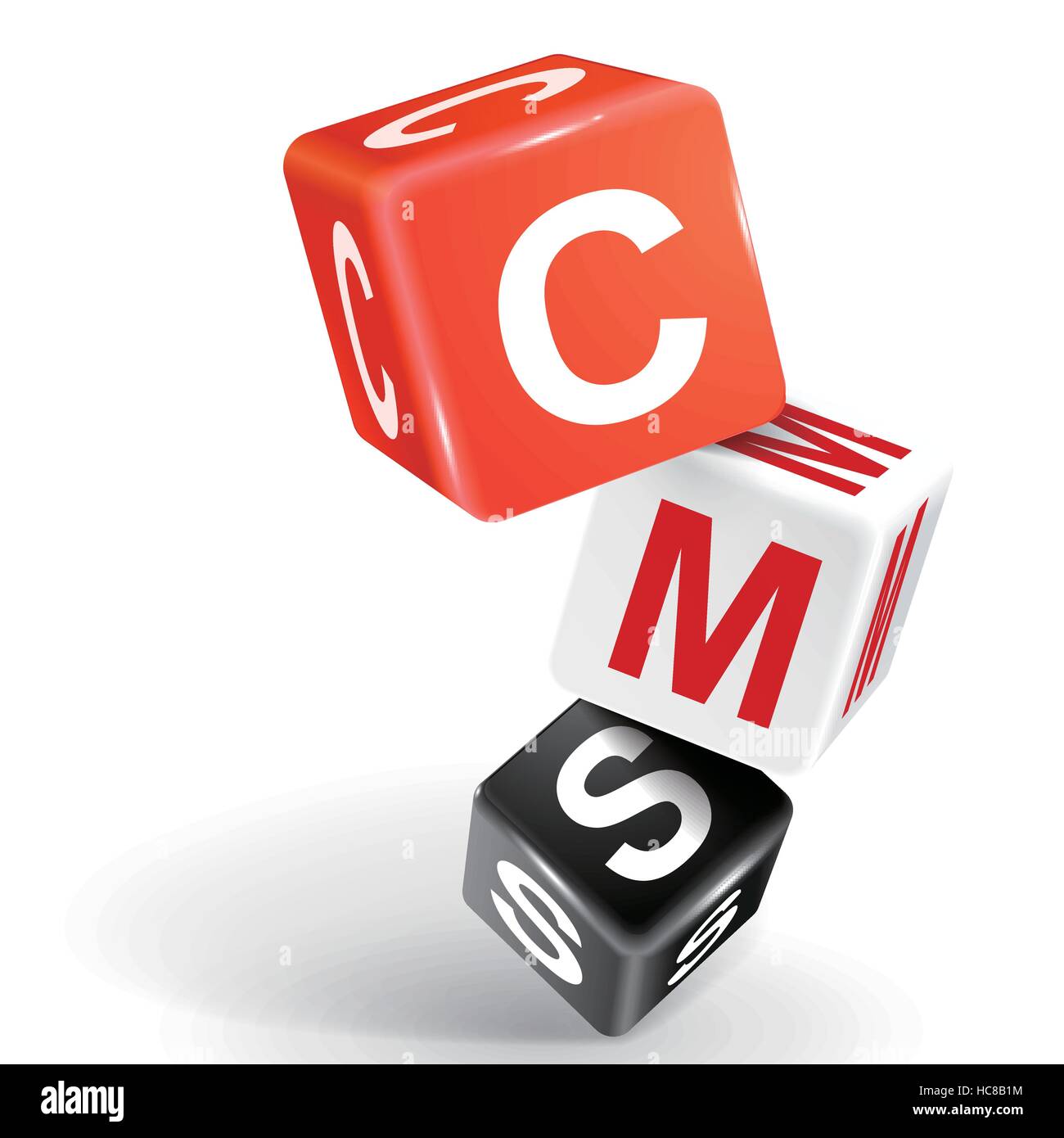 vector 3d dice with word CMS content management system on white ...