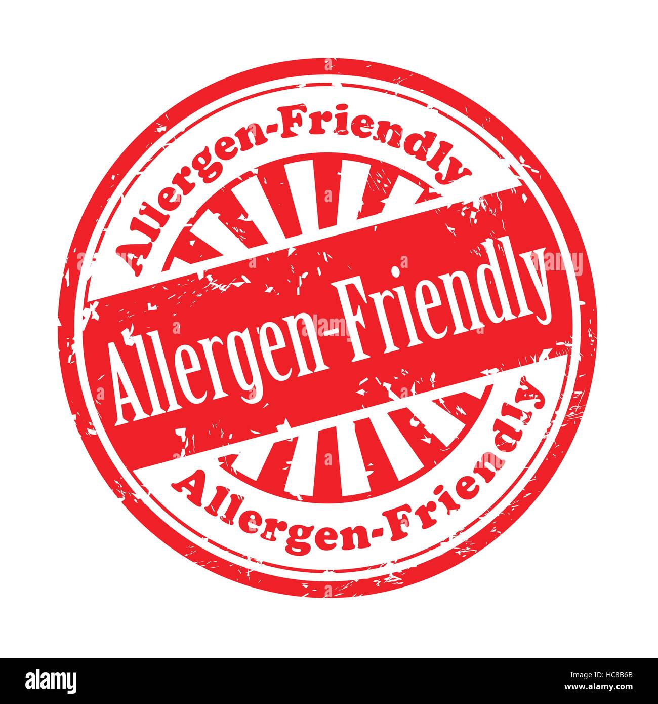 illustration of grunge rubber stamp with the text allergen friendly ...