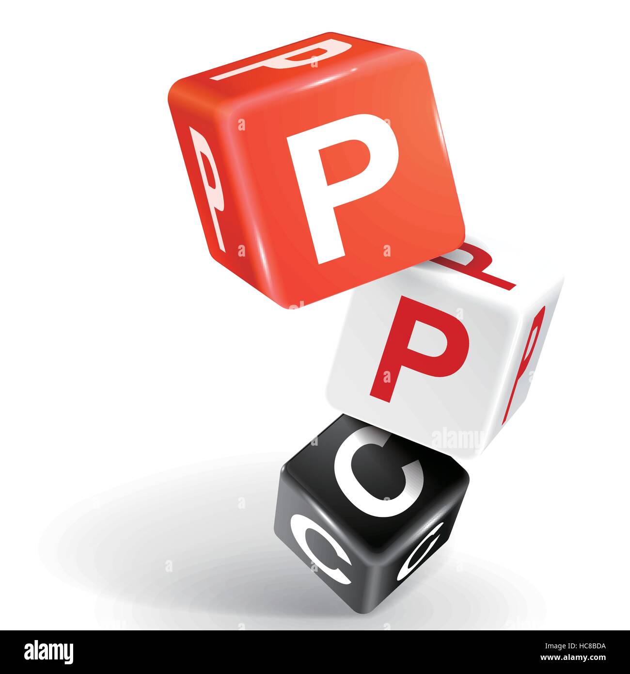 vector 3d dice with word PPC pay per click on white background Stock ...