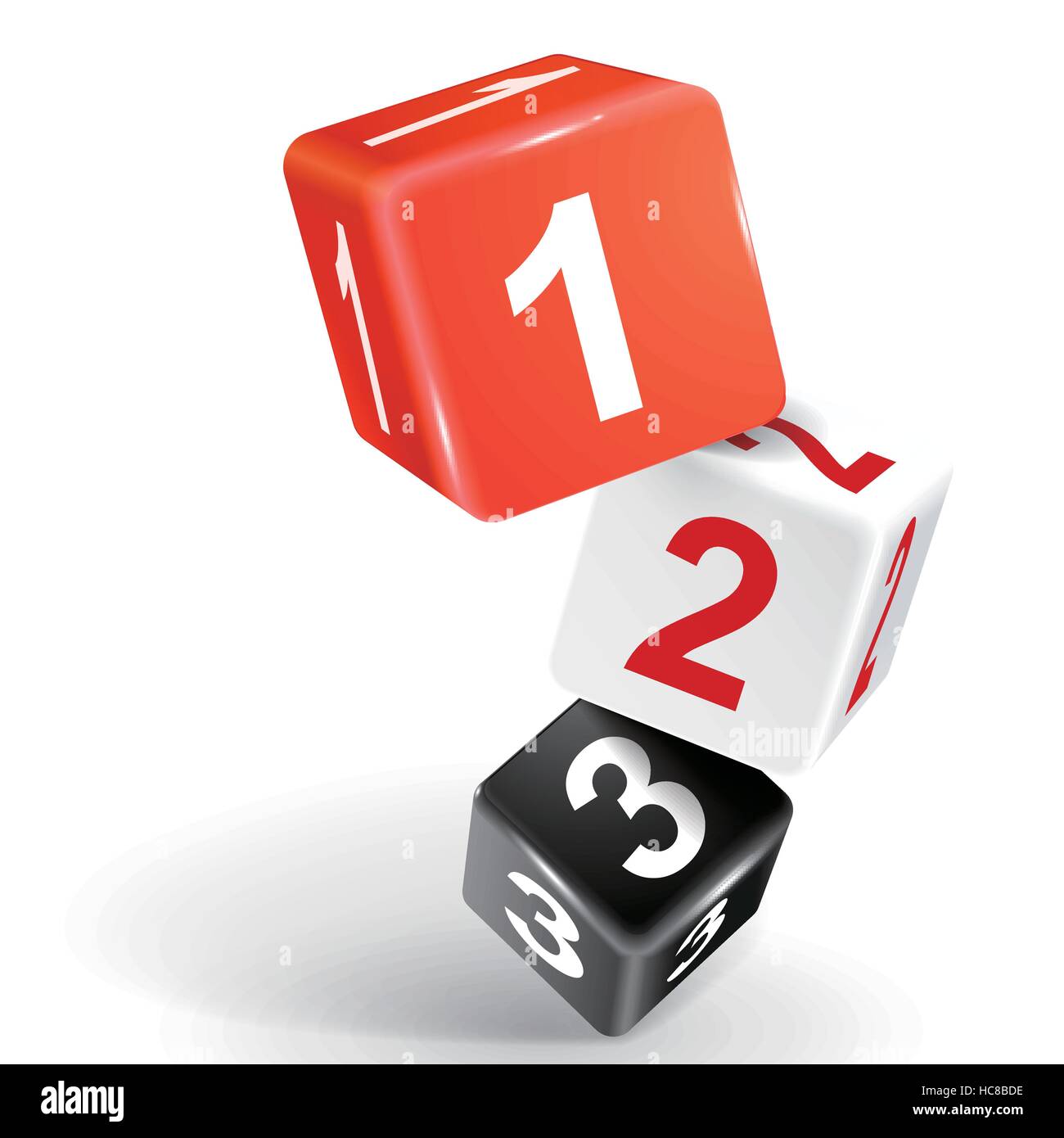 vector 3d dice with numbers one two three on white background Stock ...