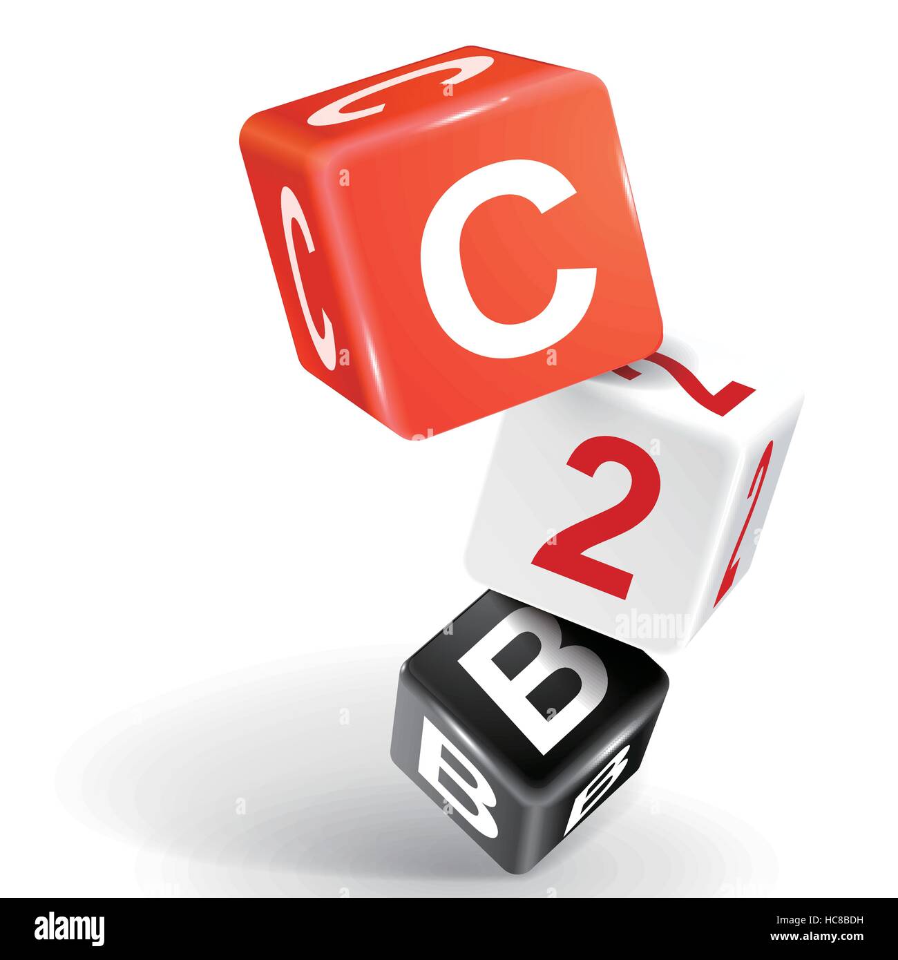 vector 3d dice with word C2B consumer to business on white background ...