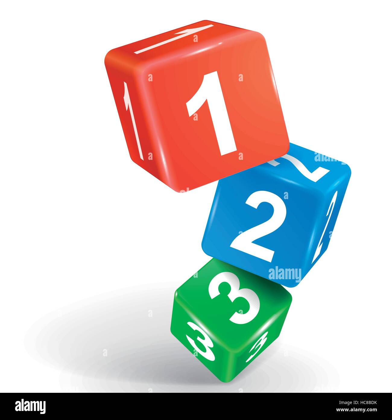vector 3d dice with numbers one two three on white background Stock ...