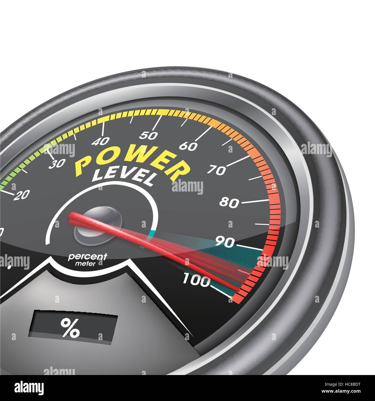 power level conceptual indicator meter isolated on white background ...