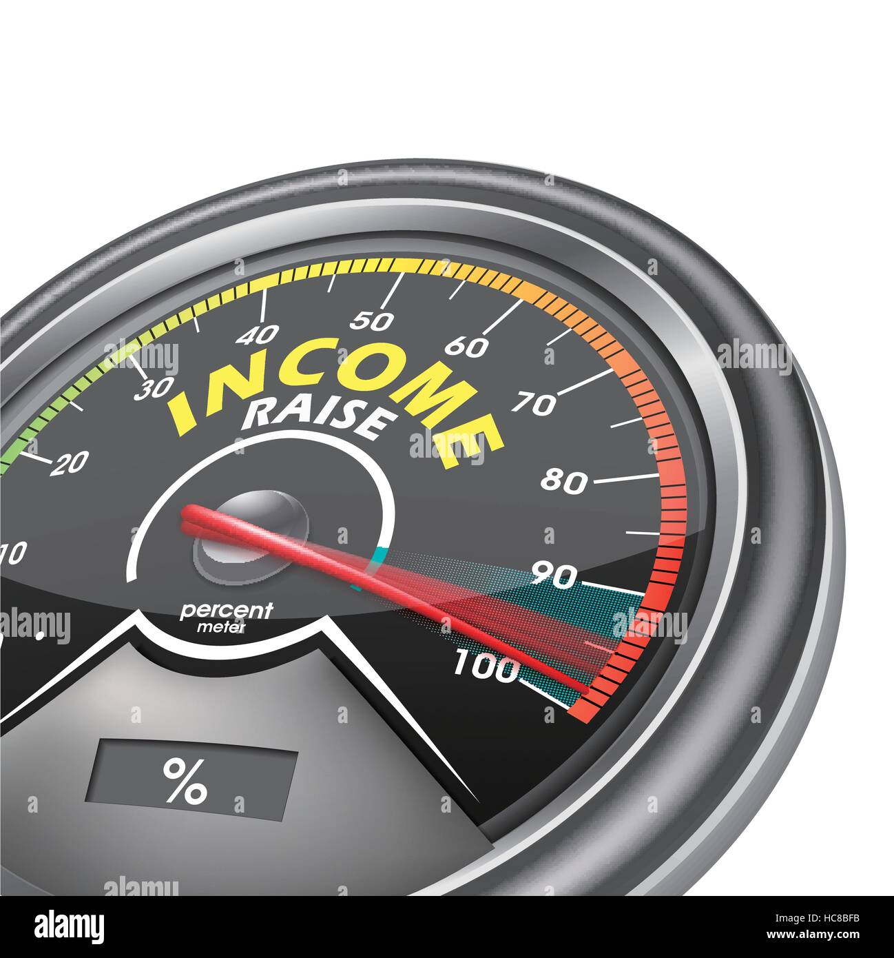 income raise conceptual meter, isolated on white background Stock ...