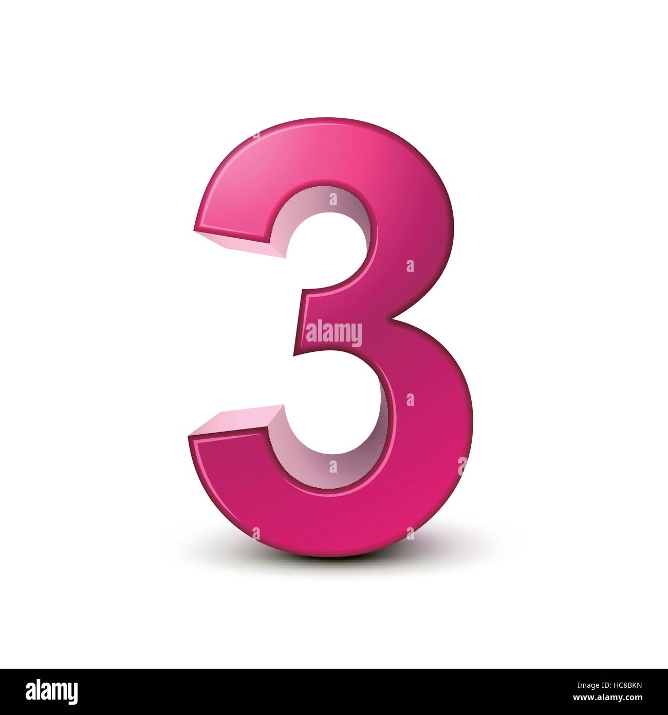 3d shiny pink number 3 on white background Stock Vector Image & Art - Alamy