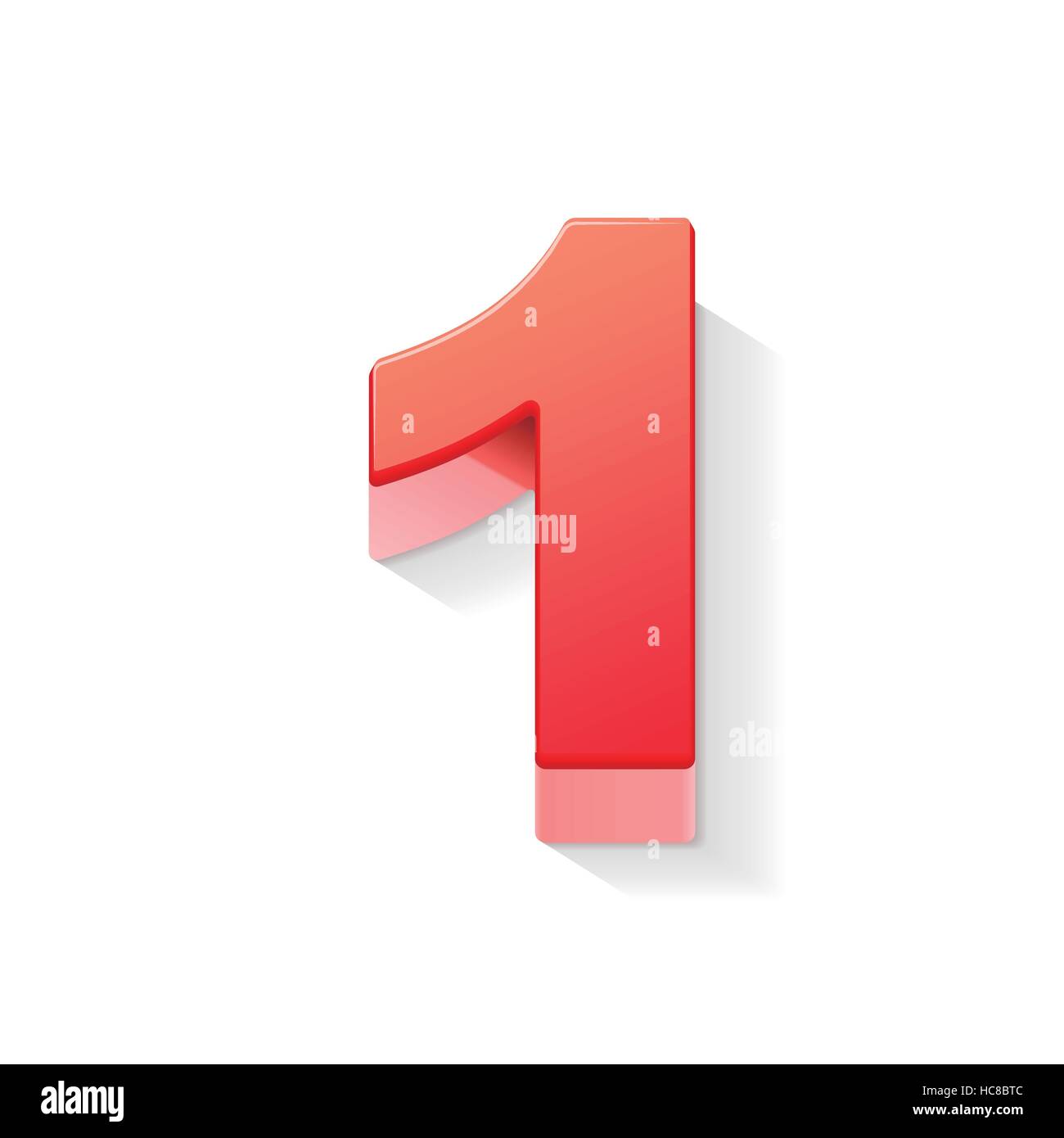 3d shiny red number 1 on white background Stock Vector Image & Art - Alamy
