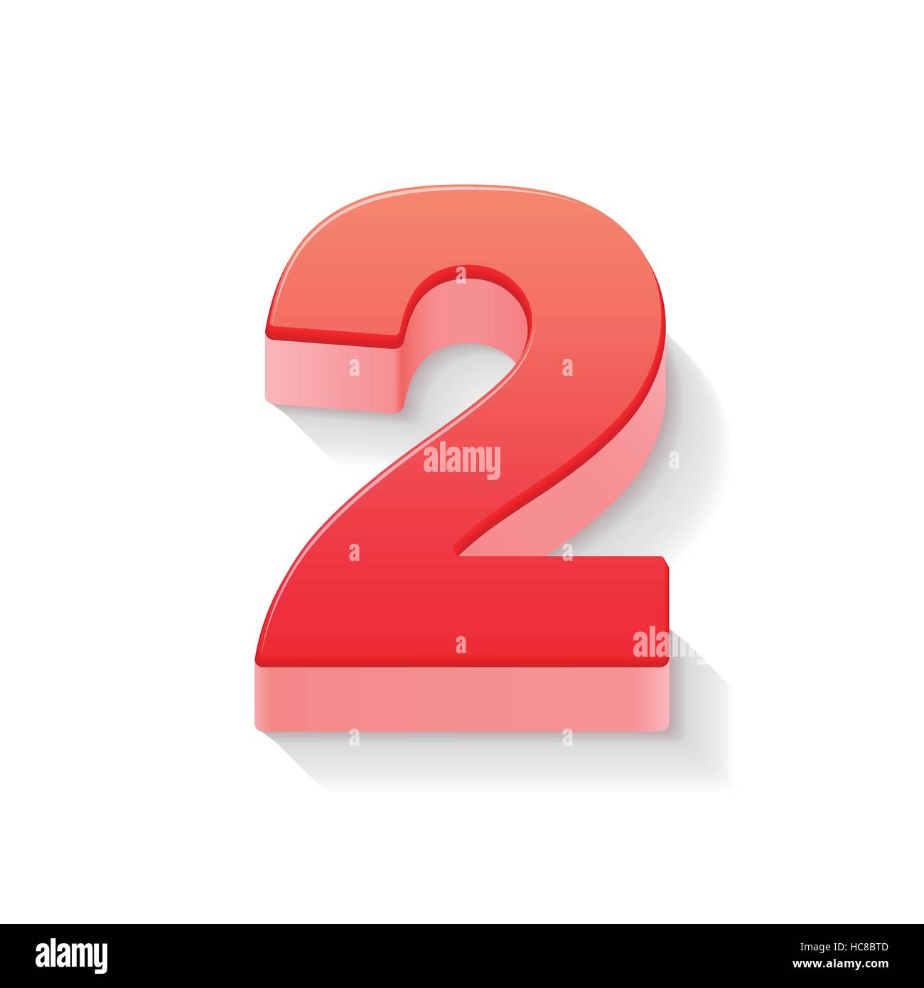 3d shiny red number 2 on white background Stock Vector Image & Art - Alamy