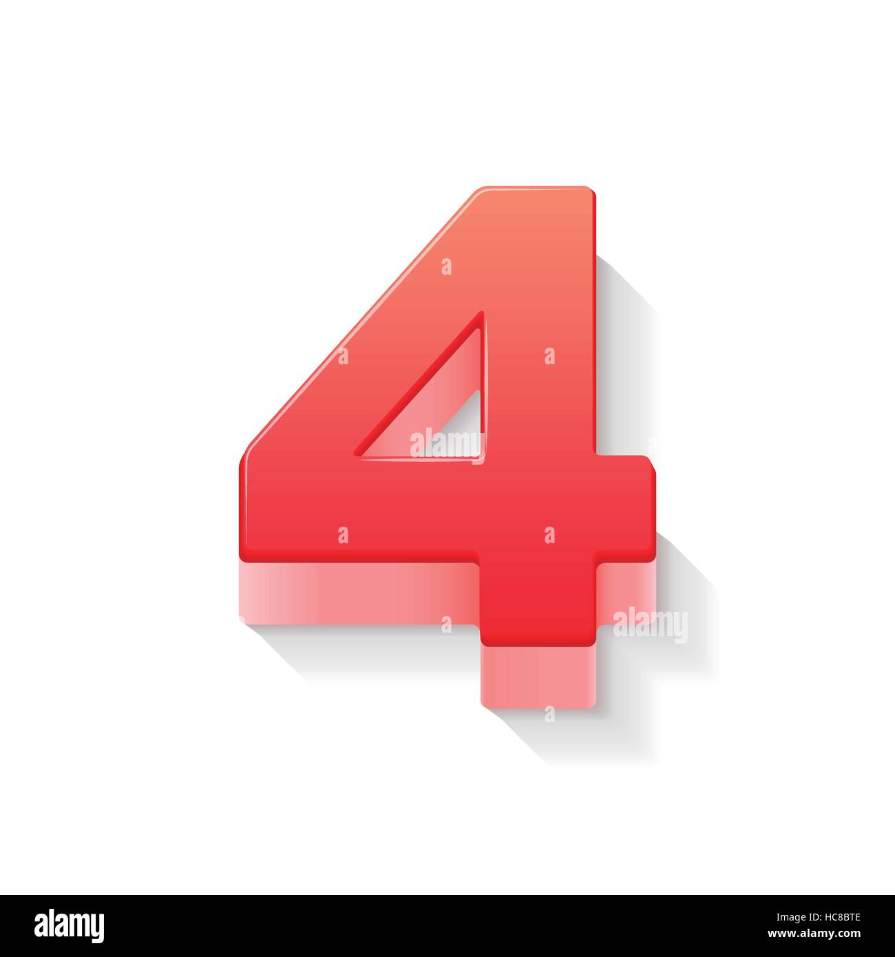 3d shiny red number 4 on white background Stock Vector Image & Art - Alamy