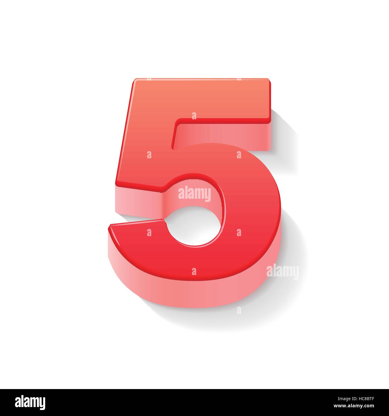 3d shiny red number 5 on white background Stock Vector Image & Art - Alamy