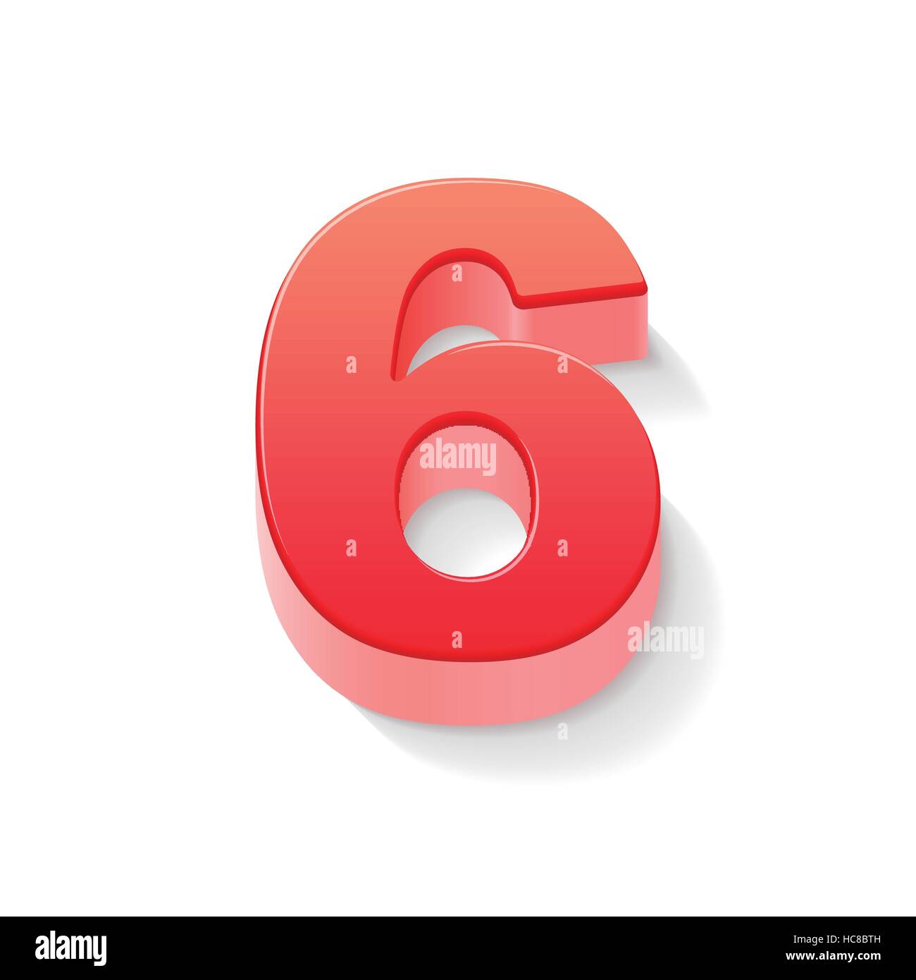 3d shiny red number 6 on white background Stock Vector Image & Art - Alamy