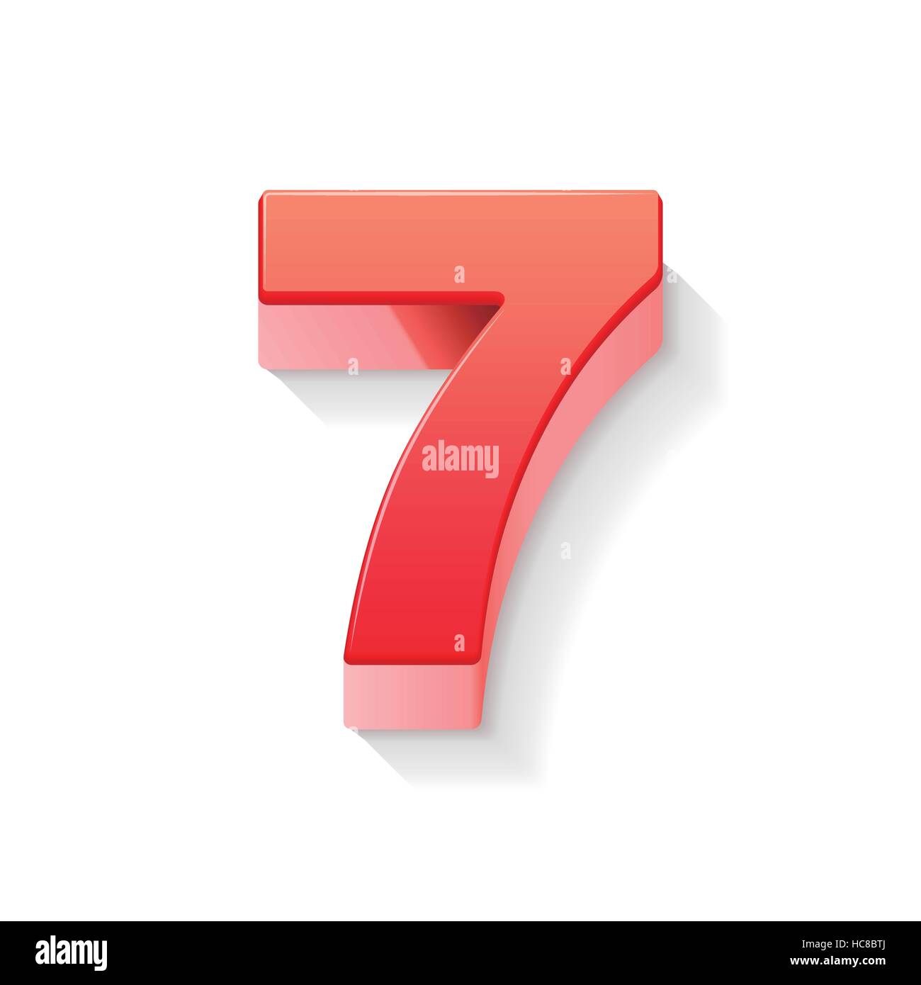 3d shiny red number 7 on white background Stock Vector Image & Art - Alamy