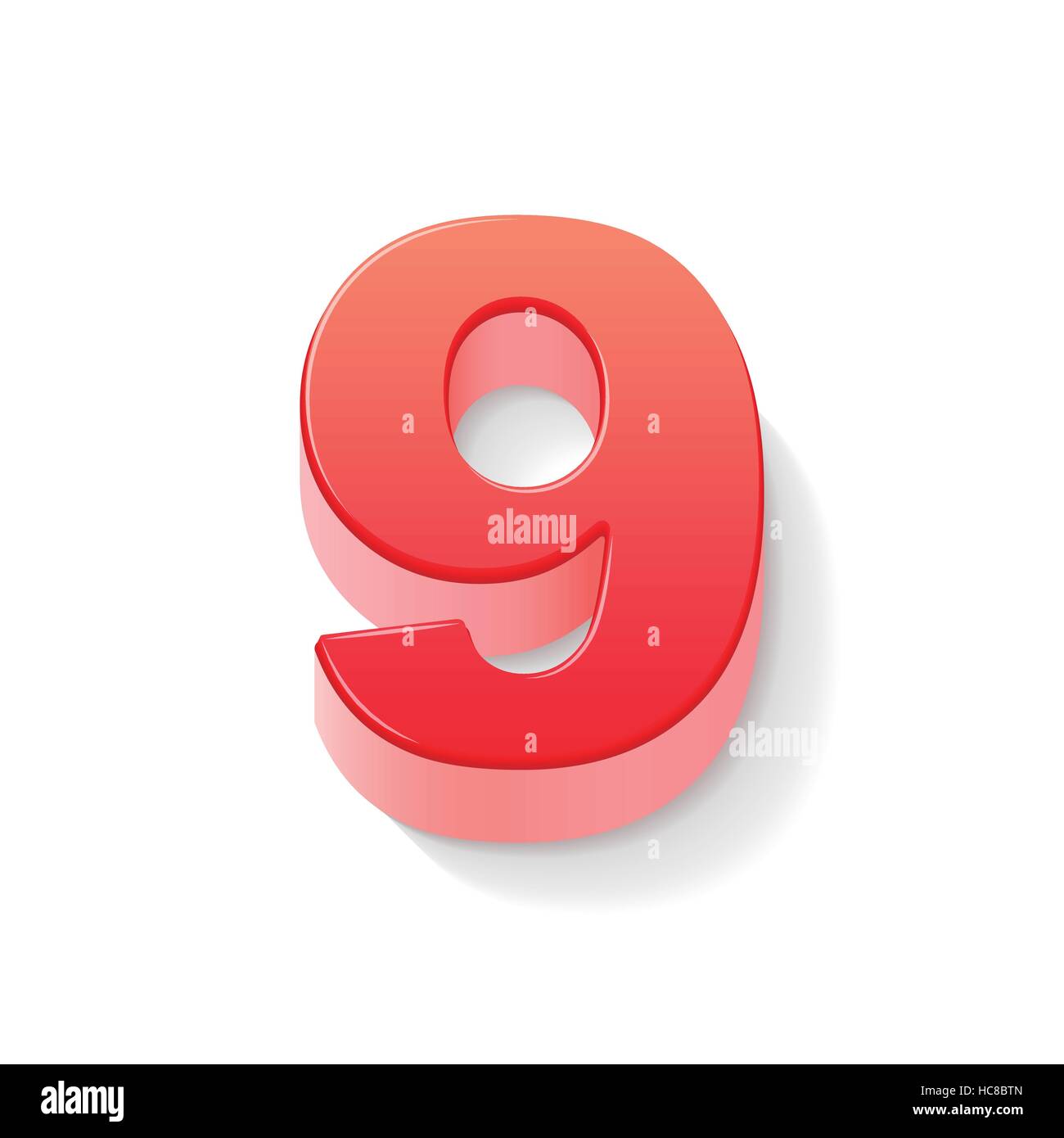3d shiny red number 9 on white background Stock Vector Image & Art - Alamy