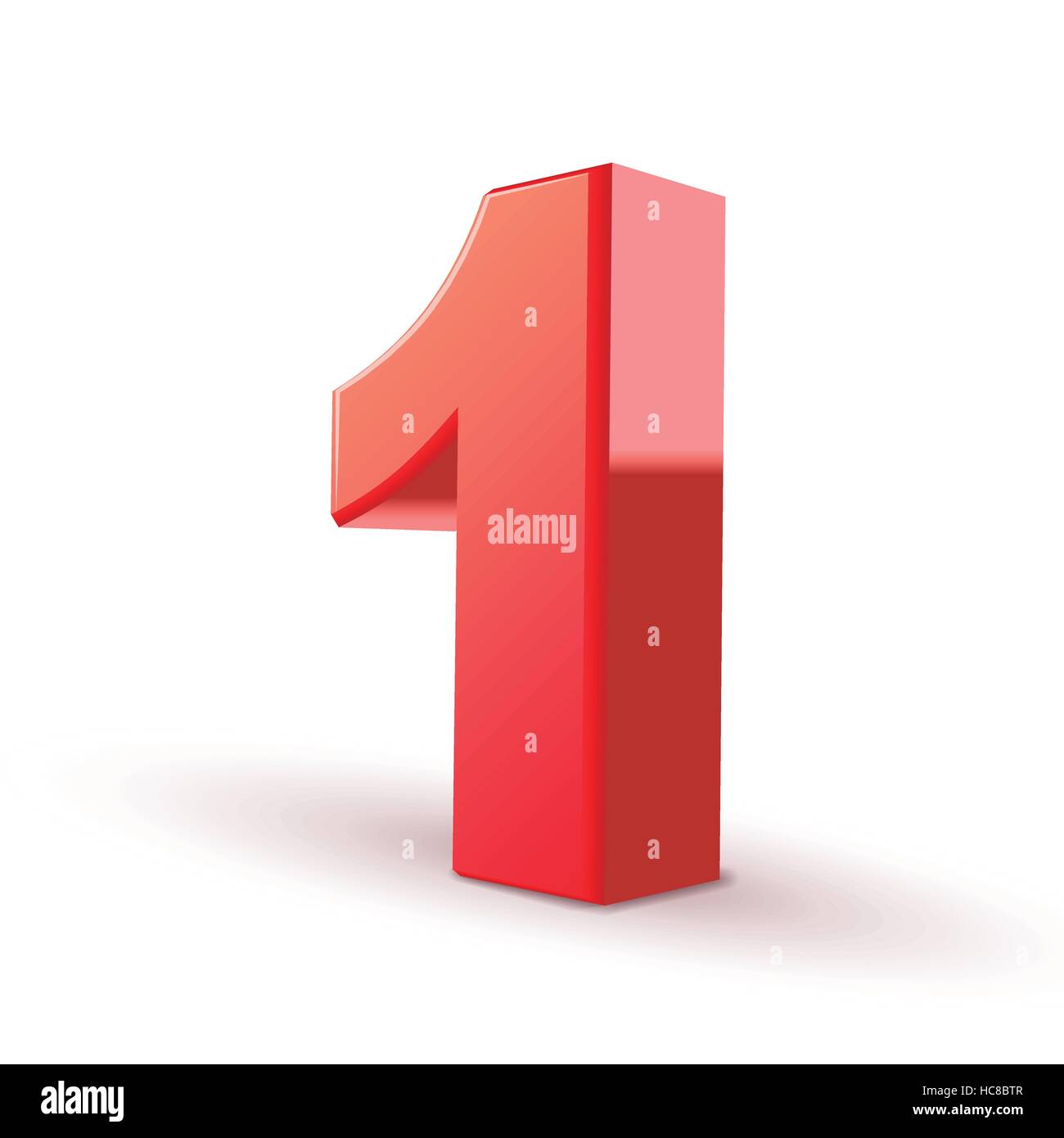 3d shiny red number 1 on white background Stock Vector Image & Art - Alamy
