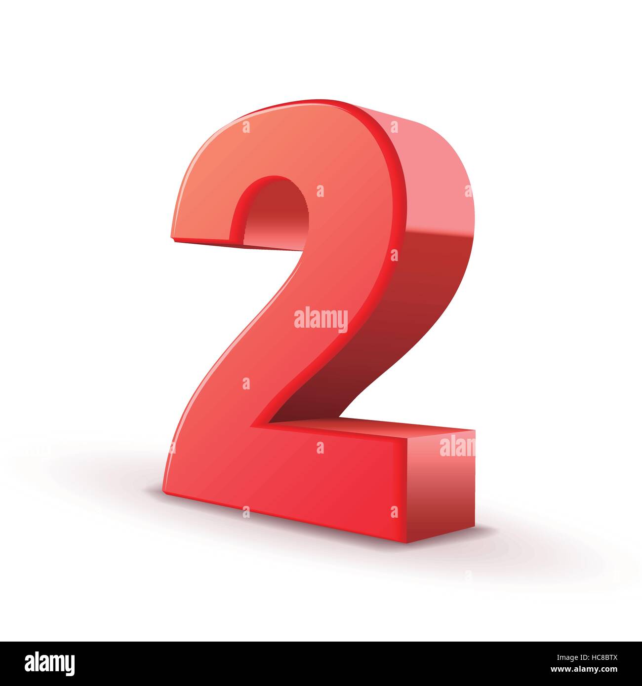 3d shiny red number 2 on white background Stock Vector Image & Art - Alamy