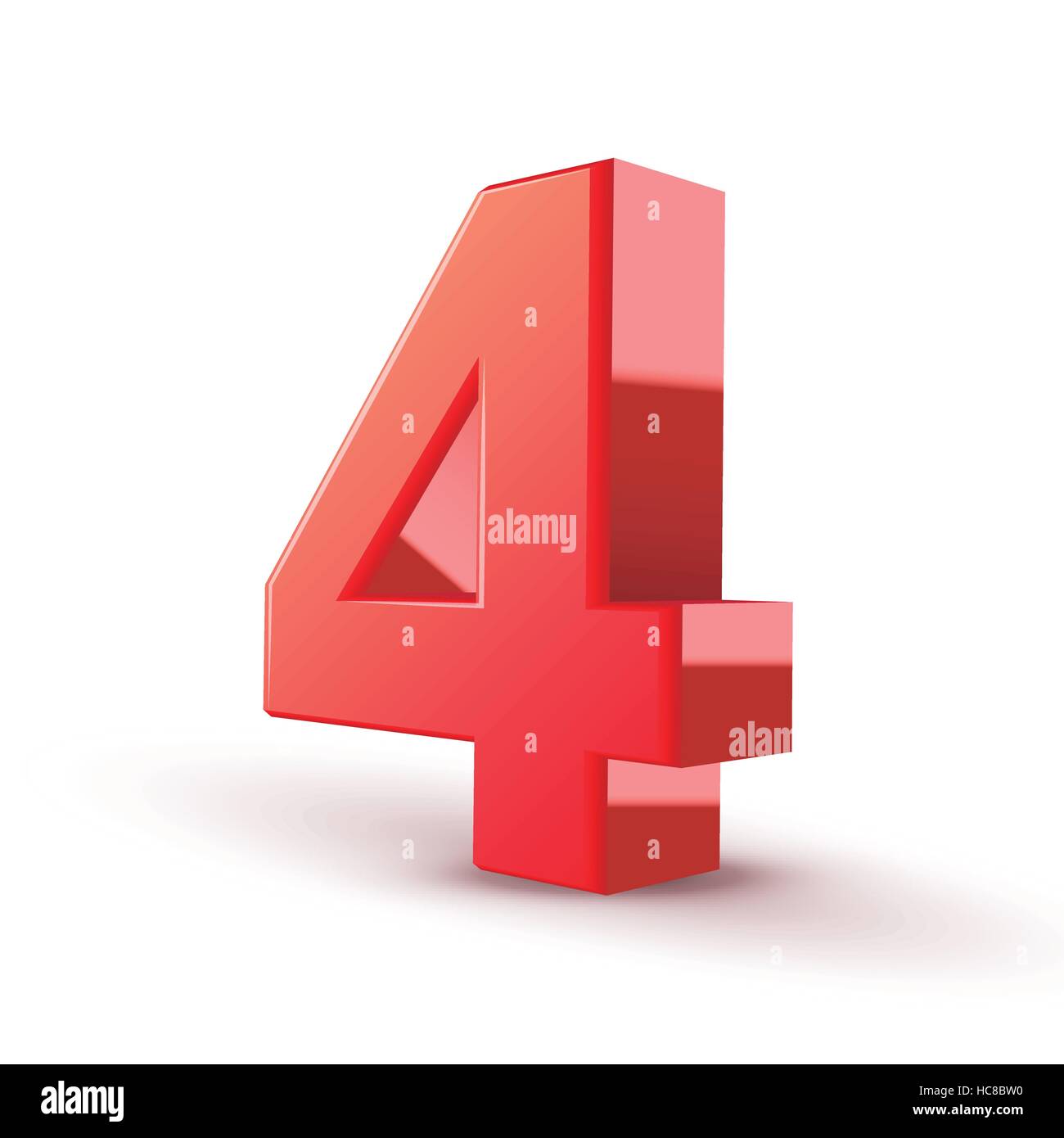 3d shiny red number 4 on white background Stock Vector Image & Art - Alamy
