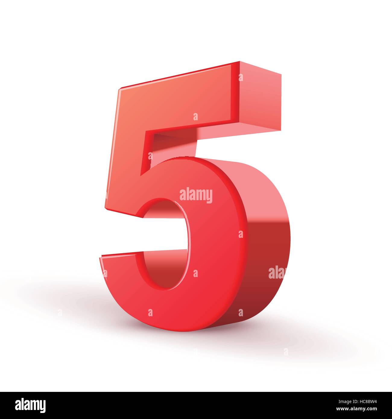 3d shiny red number 5 on white background Stock Vector Image & Art - Alamy