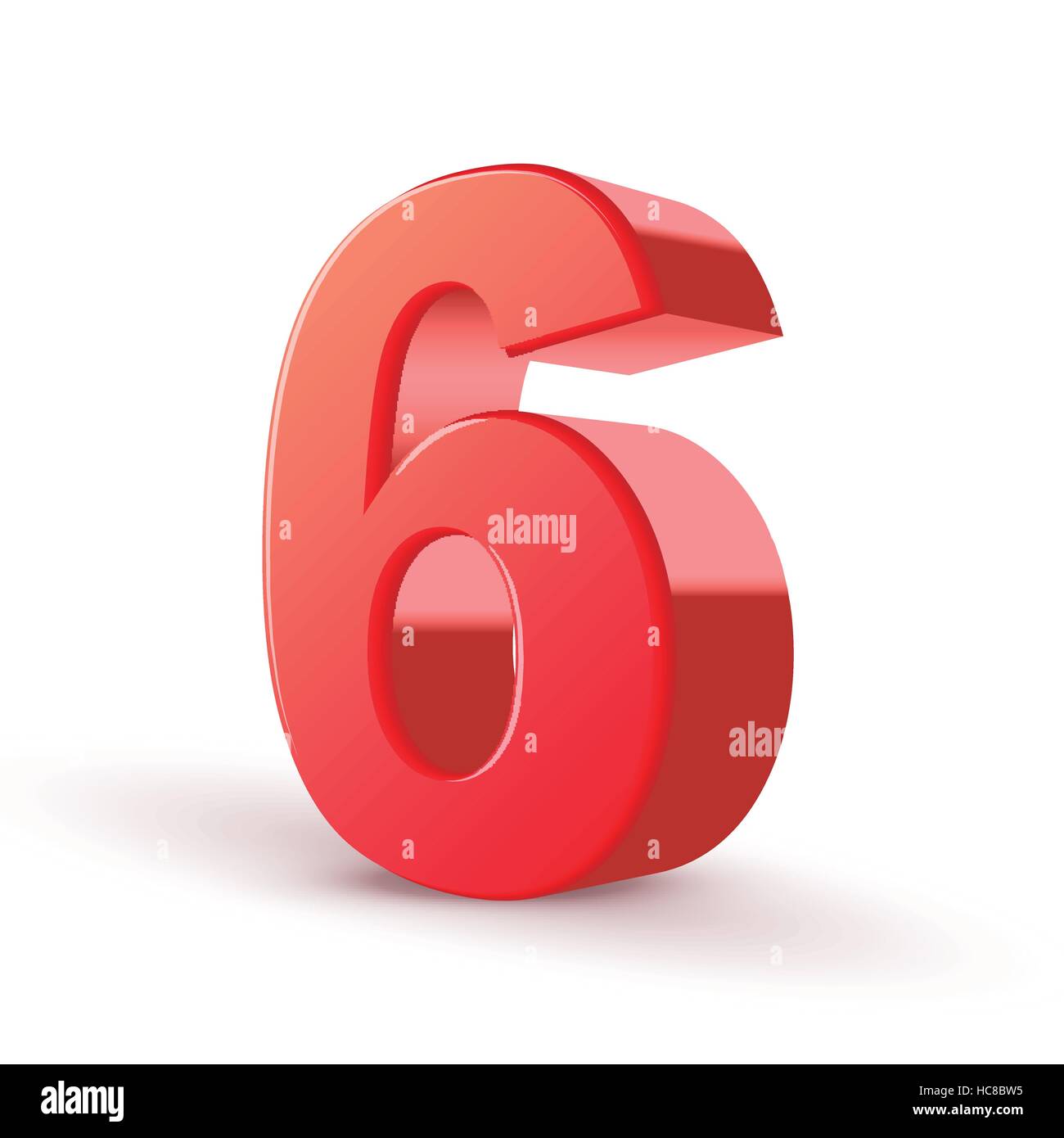3d shiny red number 6 on white background Stock Vector Image & Art - Alamy