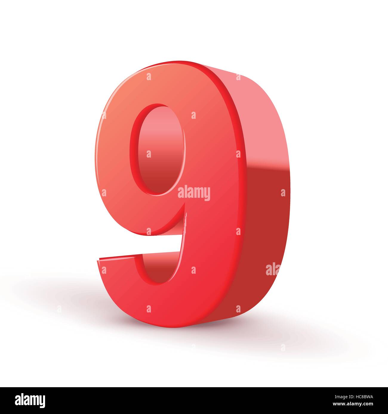 3d shiny red number 9 on white background Stock Vector Image & Art - Alamy