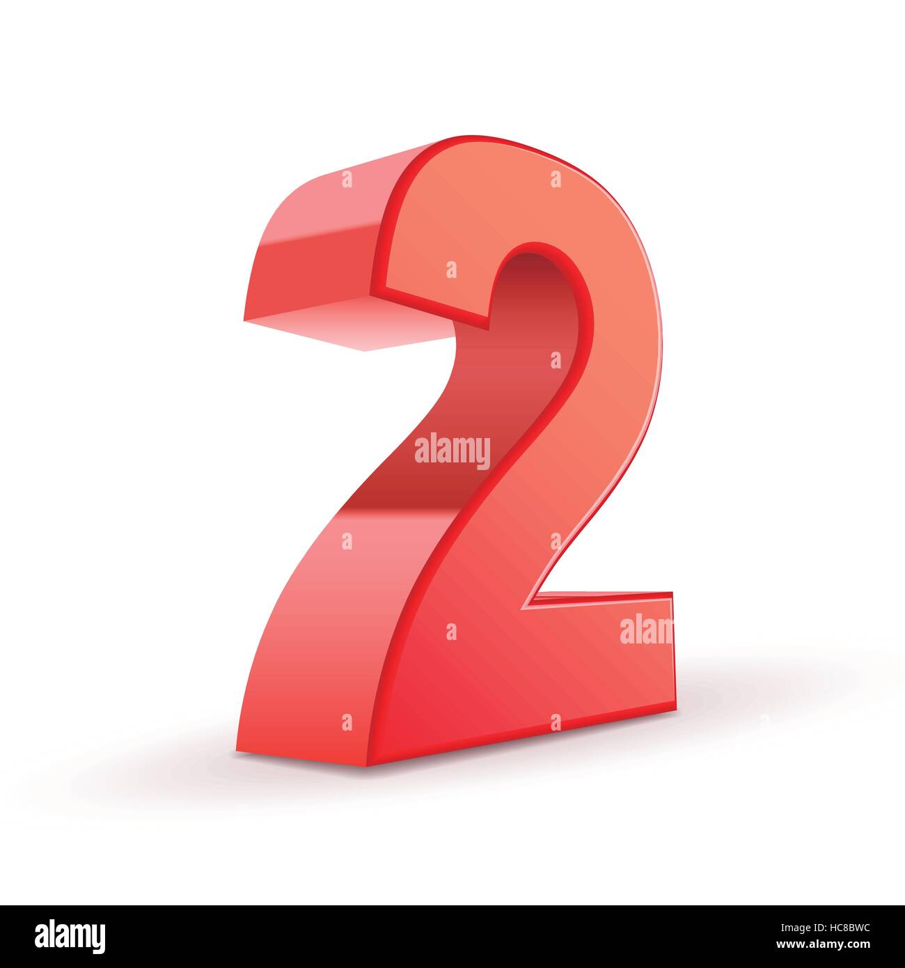 3d shiny red number 2 on white background Stock Vector Image & Art - Alamy
