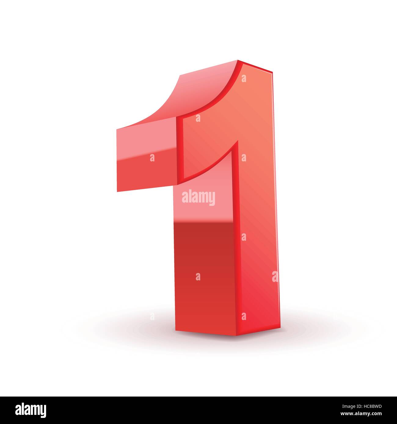 3d shiny red number 1 on white background Stock Vector Image & Art - Alamy