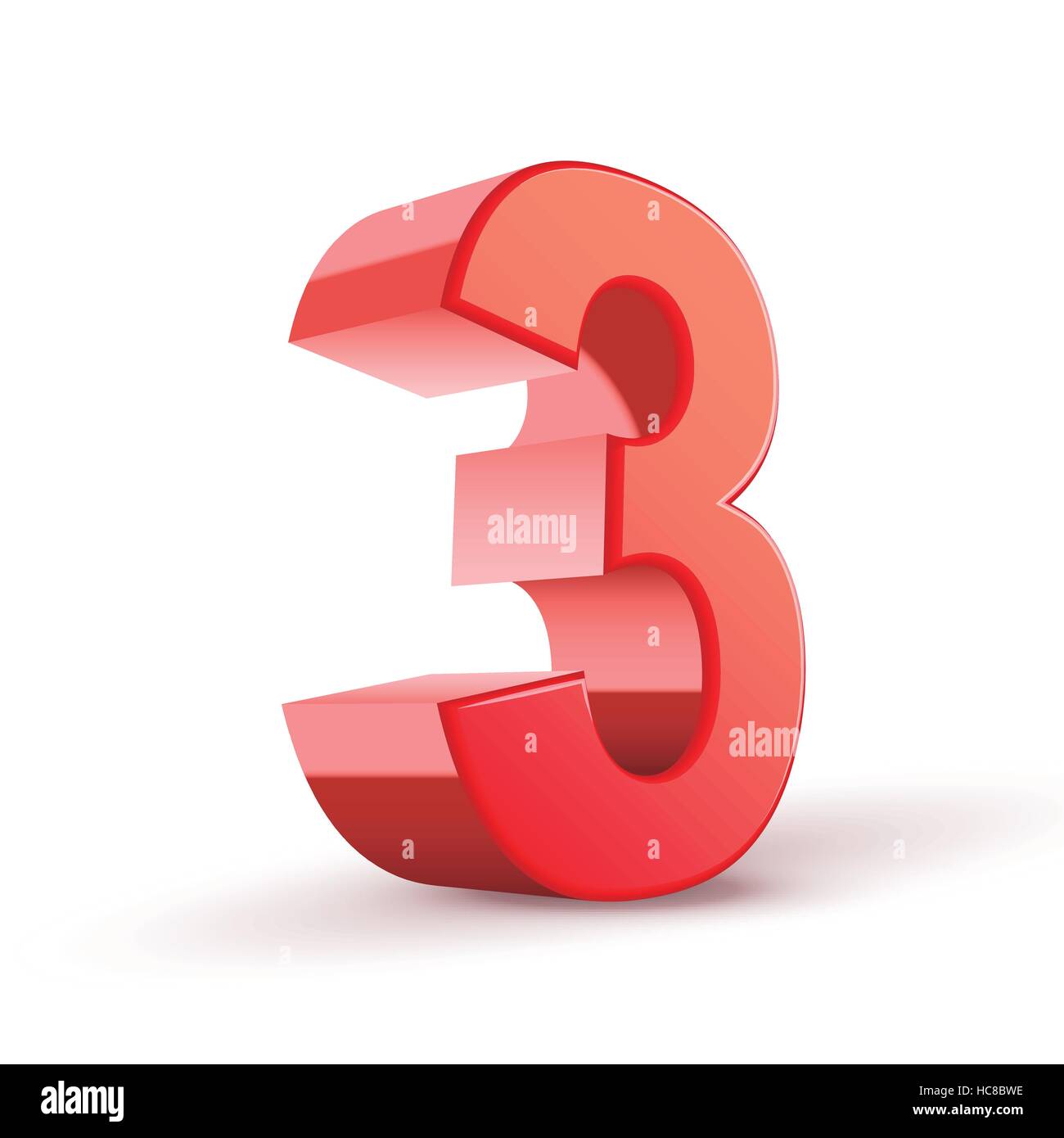 3d shiny red number 3 on white background Stock Vector Image & Art - Alamy
