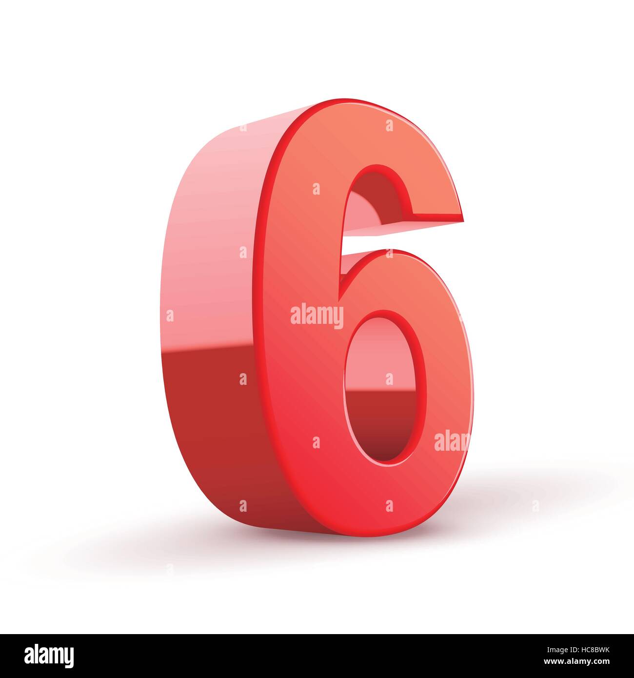 3d shiny red number 6 on white background Stock Vector Image & Art - Alamy