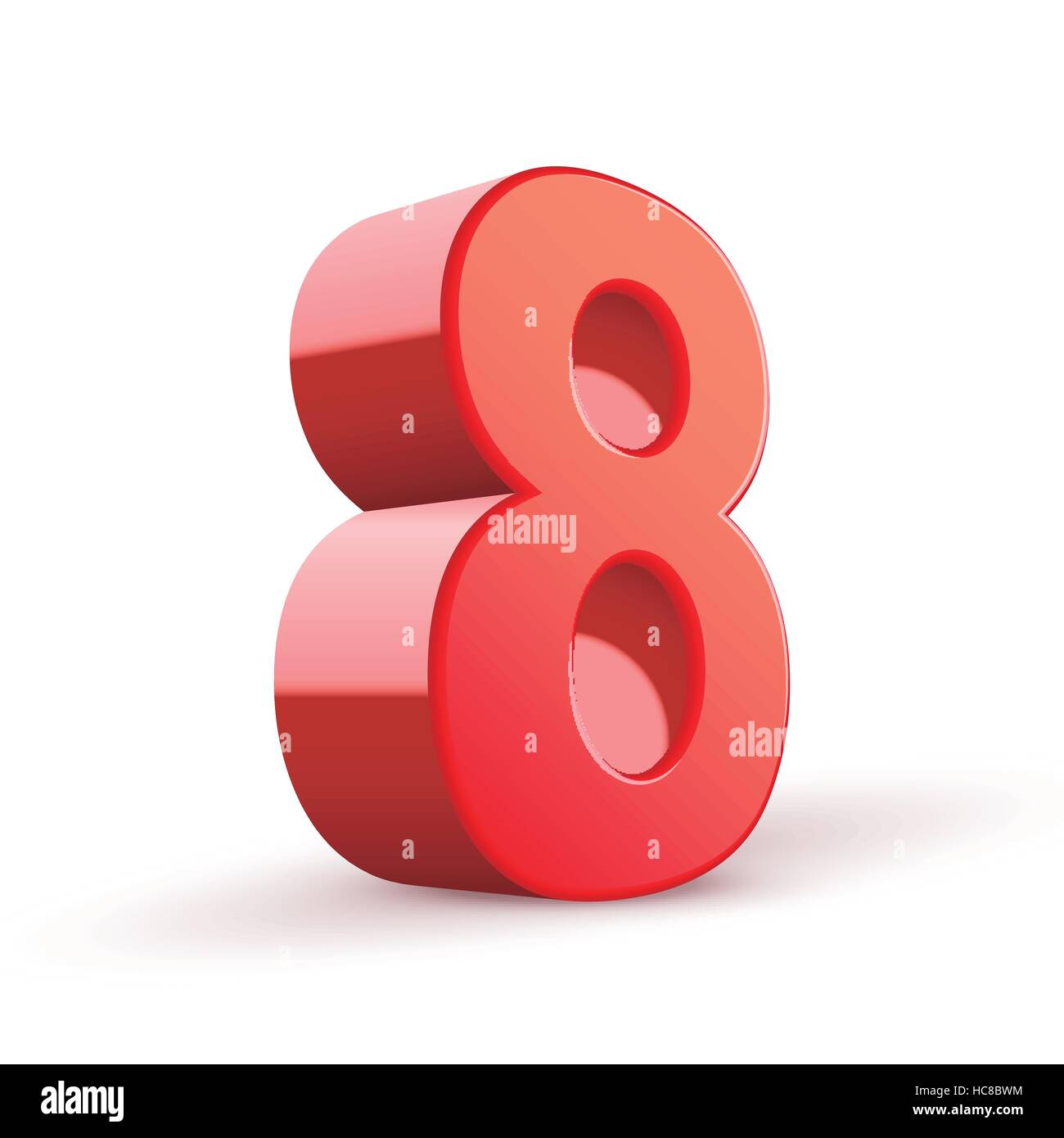 3d shiny red number 8 on white background Stock Vector Image & Art - Alamy