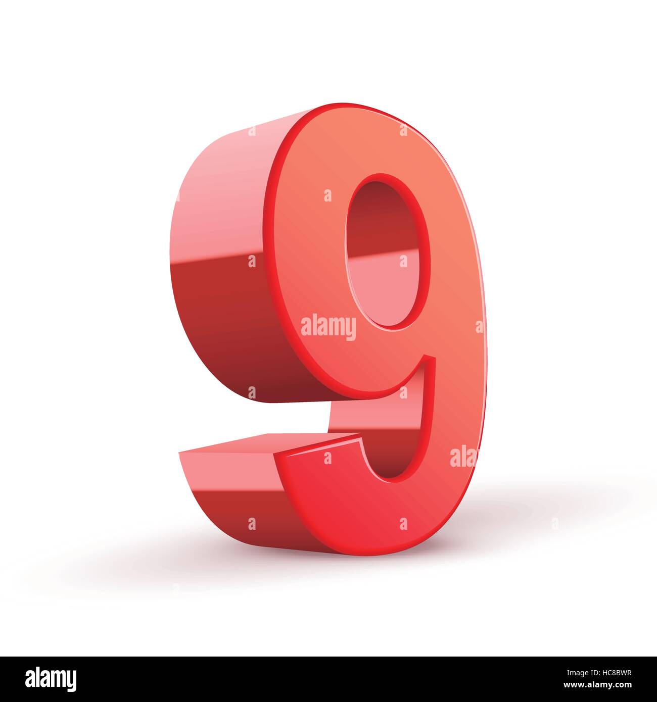 3d shiny red number 9 on white background Stock Vector Image & Art - Alamy