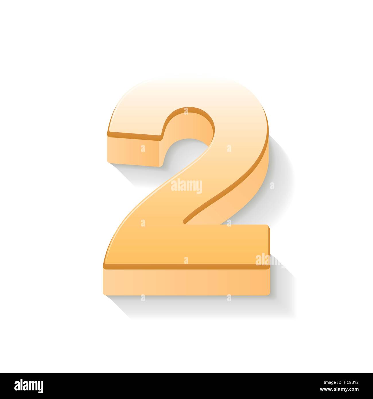 3d shiny golden number 2 on white background Stock Vector Image & Art ...