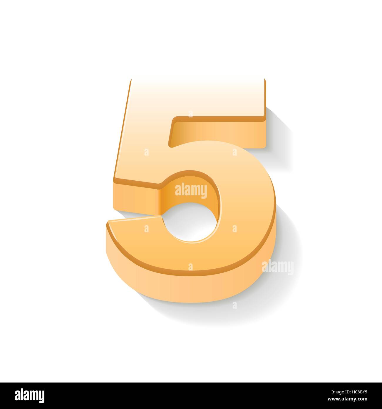 3d shiny golden number 5 on white background Stock Vector Image & Art ...