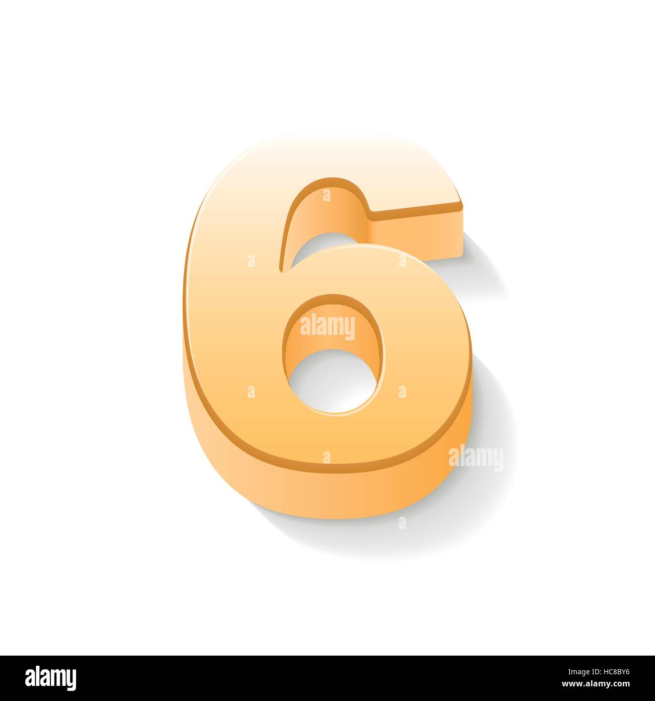 3d shiny golden number 6 on white background Stock Vector Image & Art ...