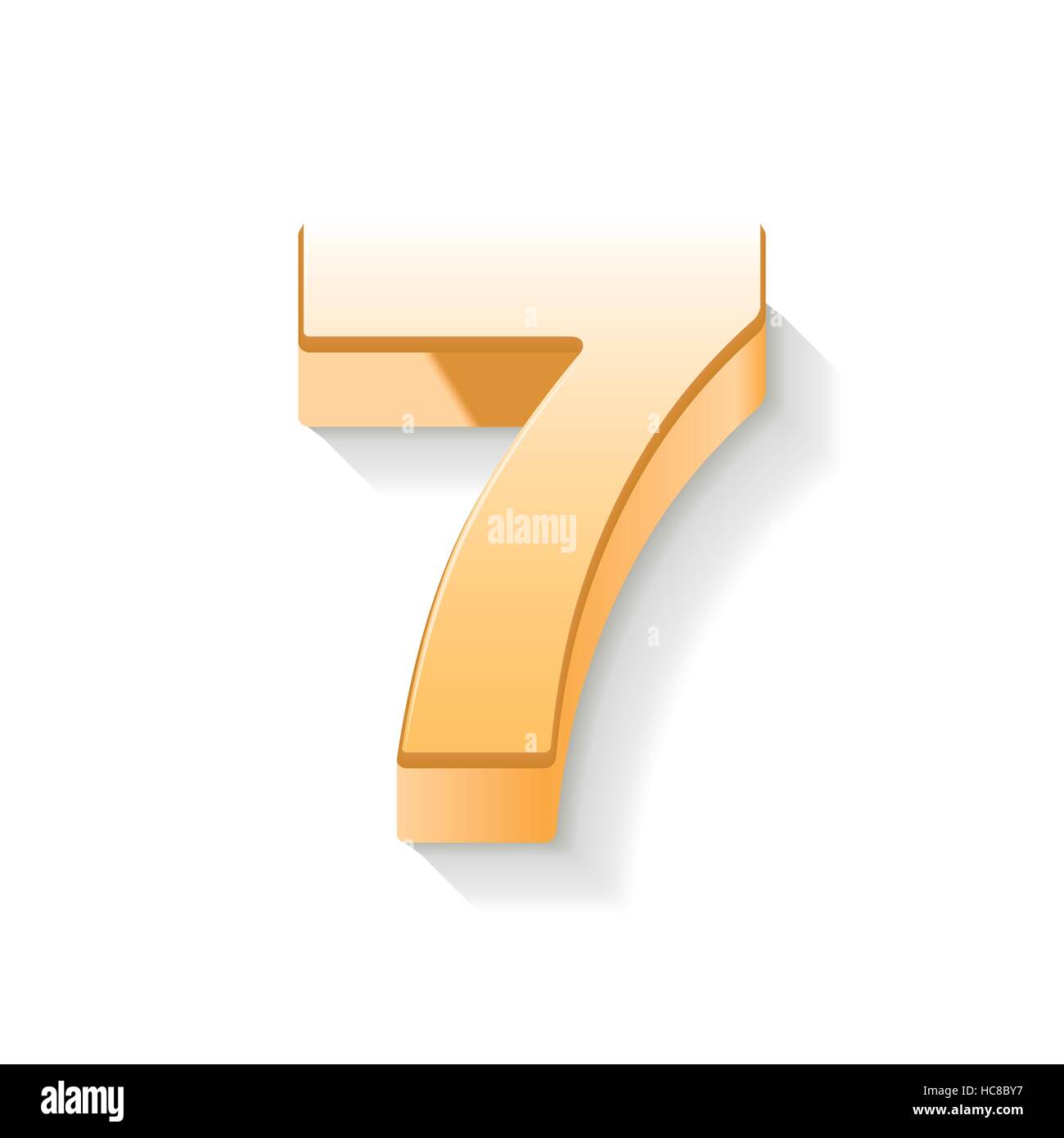 3d shiny golden number 7 on white background Stock Vector Image & Art ...